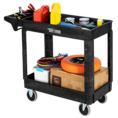 TUFFIOM Plastic Service Utility Cart with Wheels,550lbs Capacity,Heavy ...