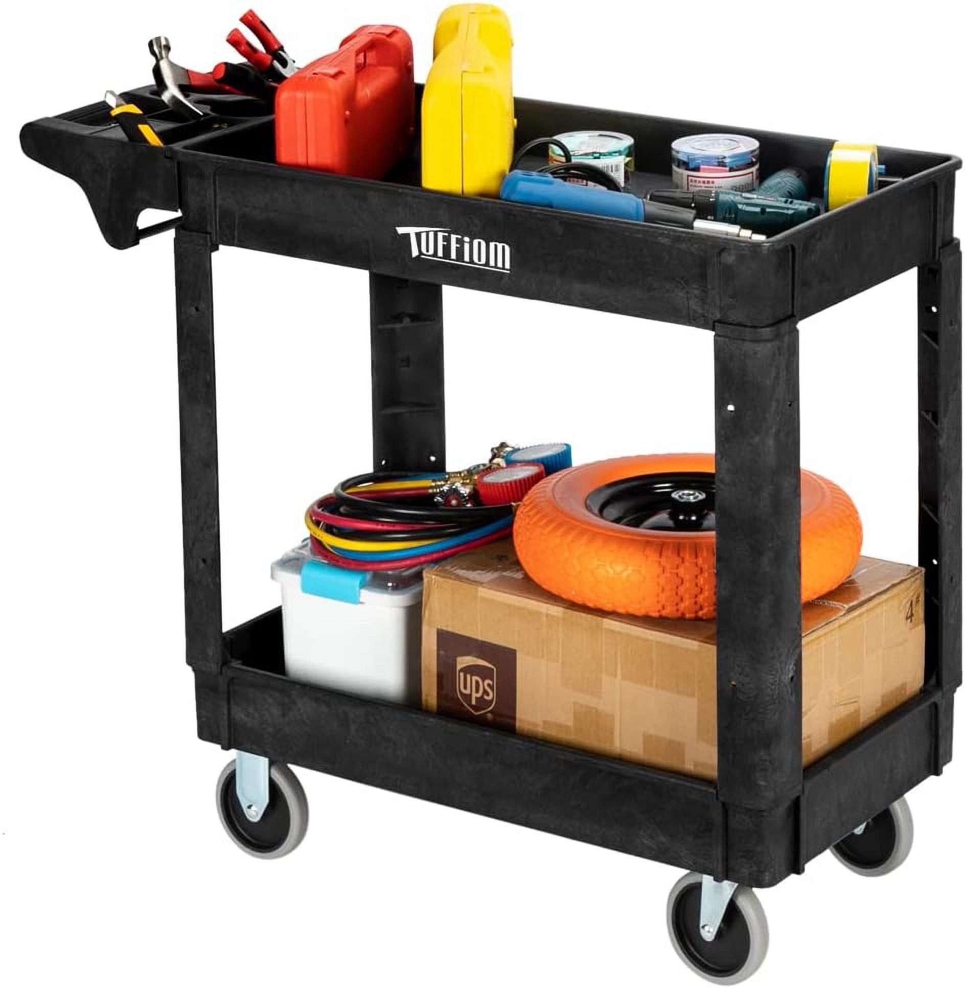 TUFFIOM Plastic Service Utility Cart with Wheels,550lbs Capacity,Heavy ...