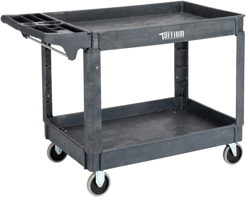 TUFFIOM Plastic Service Utility Cart with Wheels, 550lbs Capacity ...