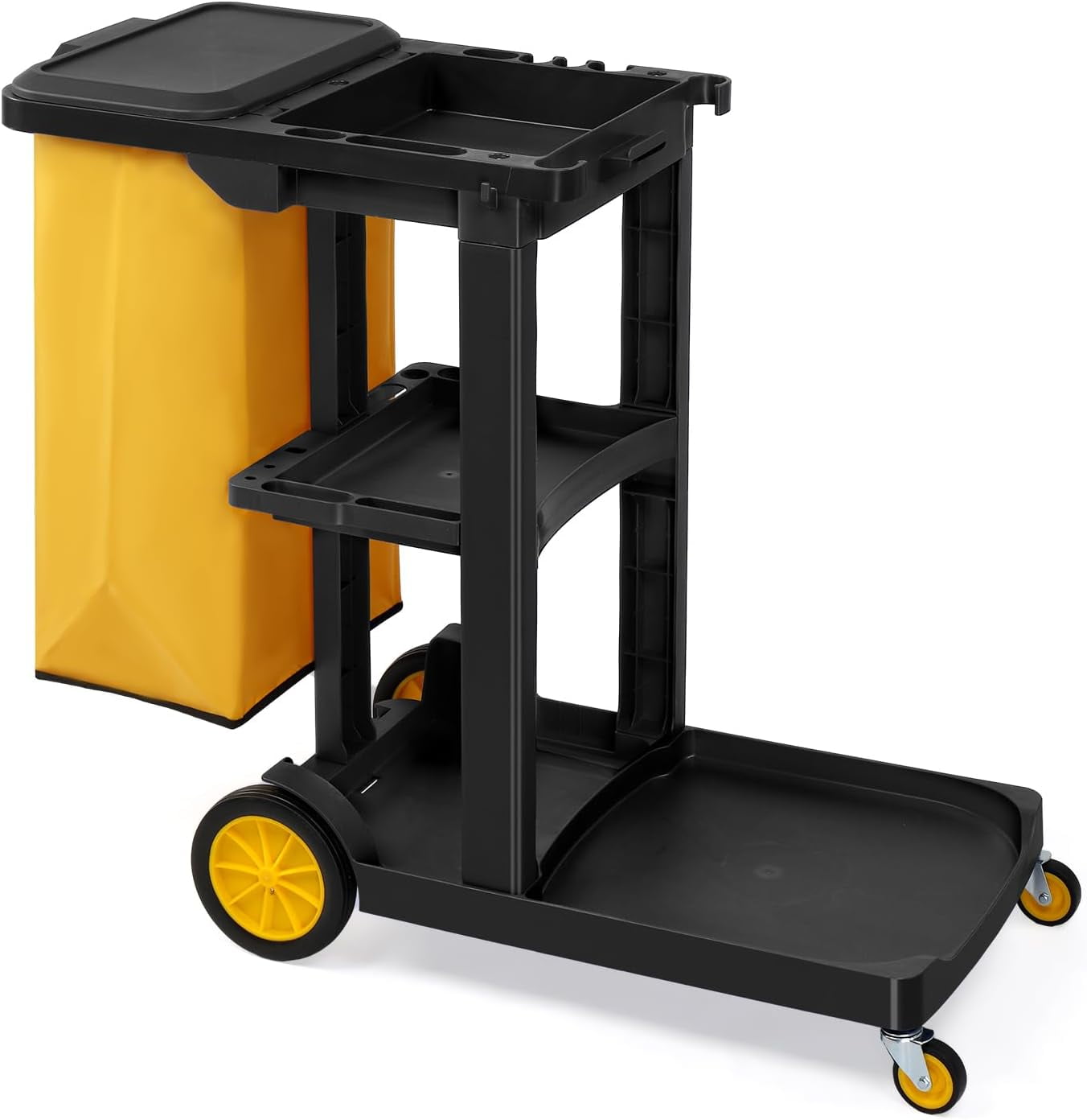 TUFFIOM Traditional Cleaning 3-Shelf Janitorial Cart, 500 Lbs Capacity ...