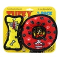 TUFFY Jr Bone Yellow and Ring Red Paw Durable Plush Squeaky Dog Toy, 2 ...