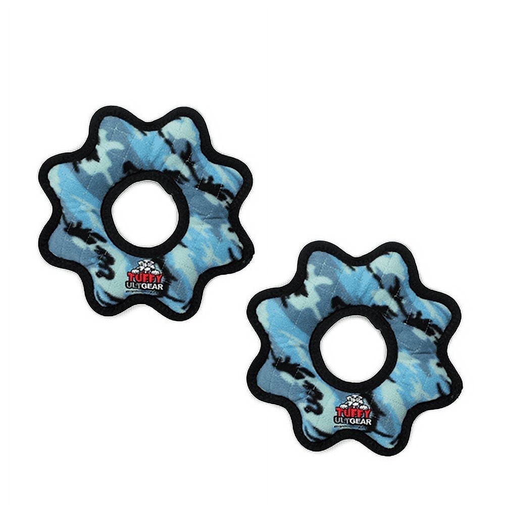 TUFFY® Ultimate Gear Ring Camo Blue, 2-Pack, Durable Plush Squeaky Dog ...