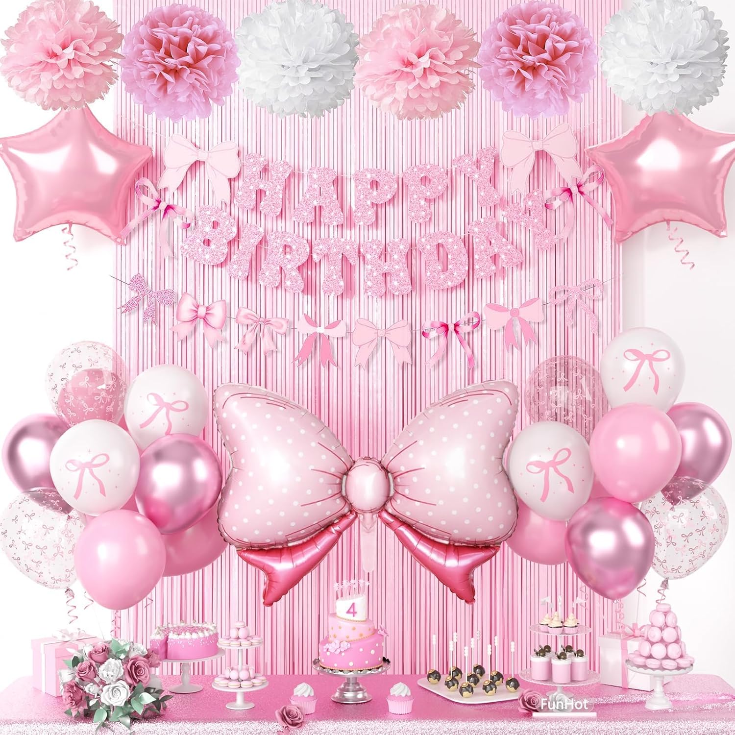 TUFVINBOI Purple Pink Blue Birthday Decorations Girls Boys Cartoon ...