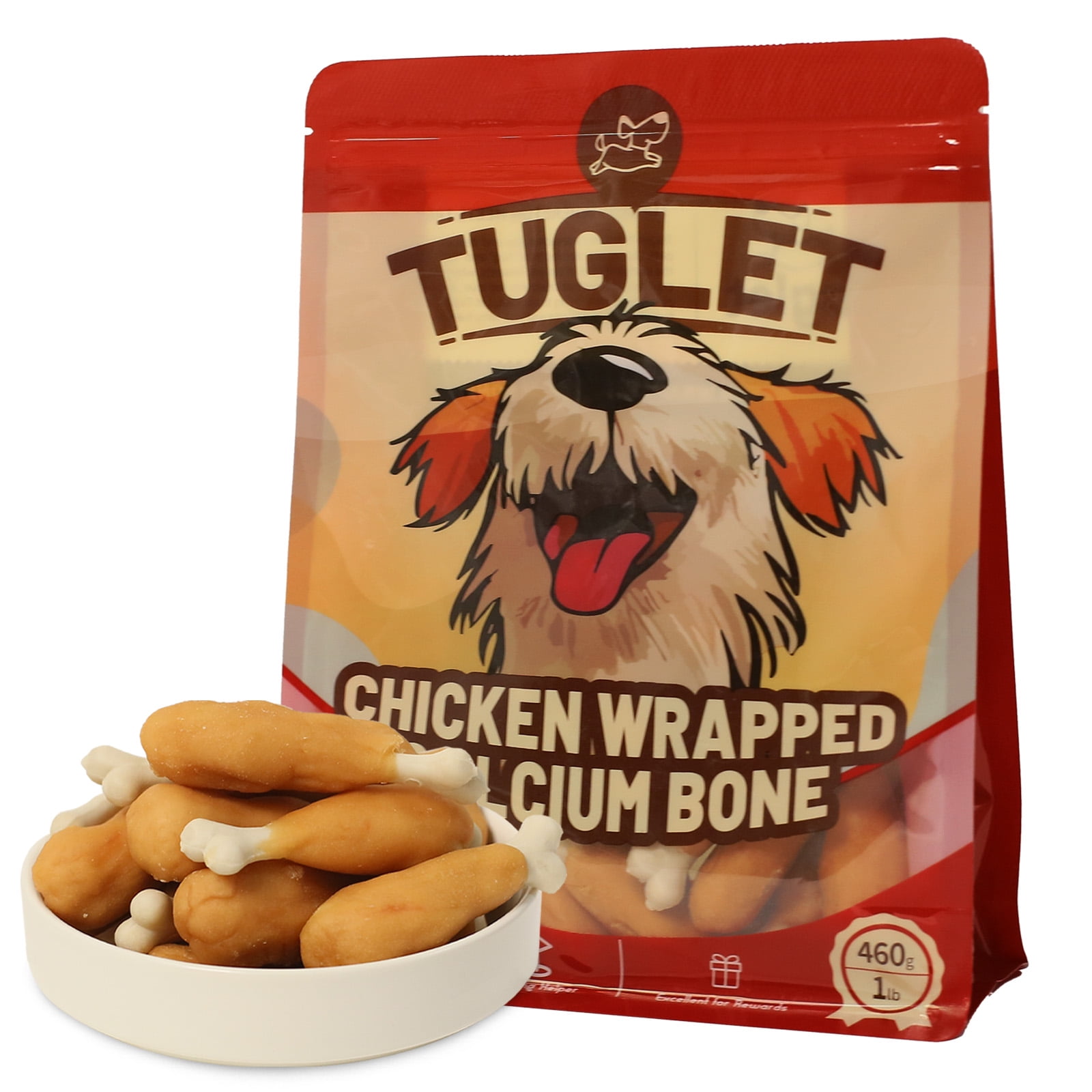 TUGLET Dog Treats Chicken Calcium Bone, Rawhide Free Teeth Clean Bone ...