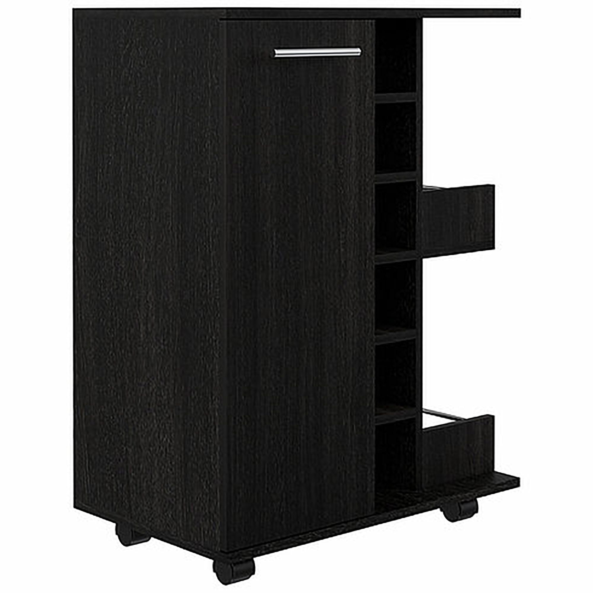 TUHOME Bar Cart Engineered Wood Bar Carts in Black - Walmart.com