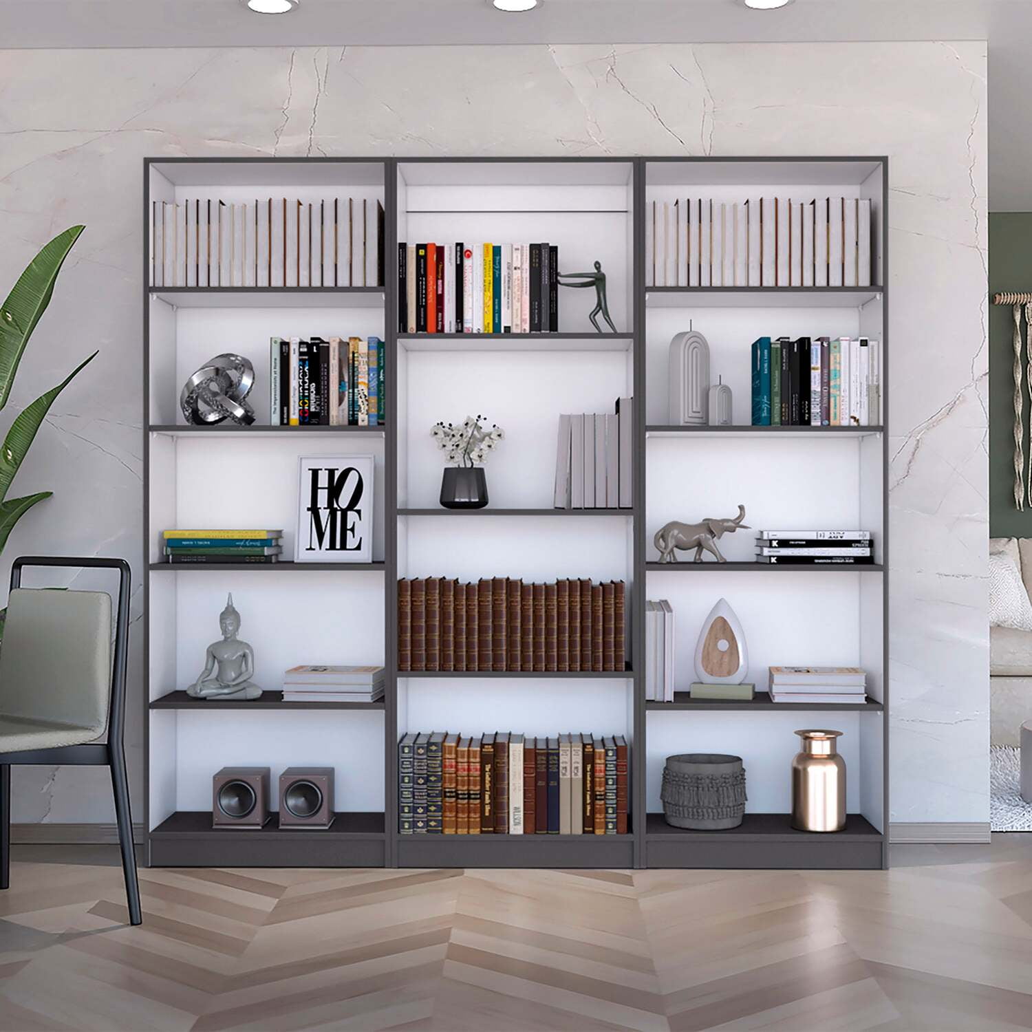Bartow 3 Piece Living Room Set with Home Bookcase + 2 Home 4 Shelves ...