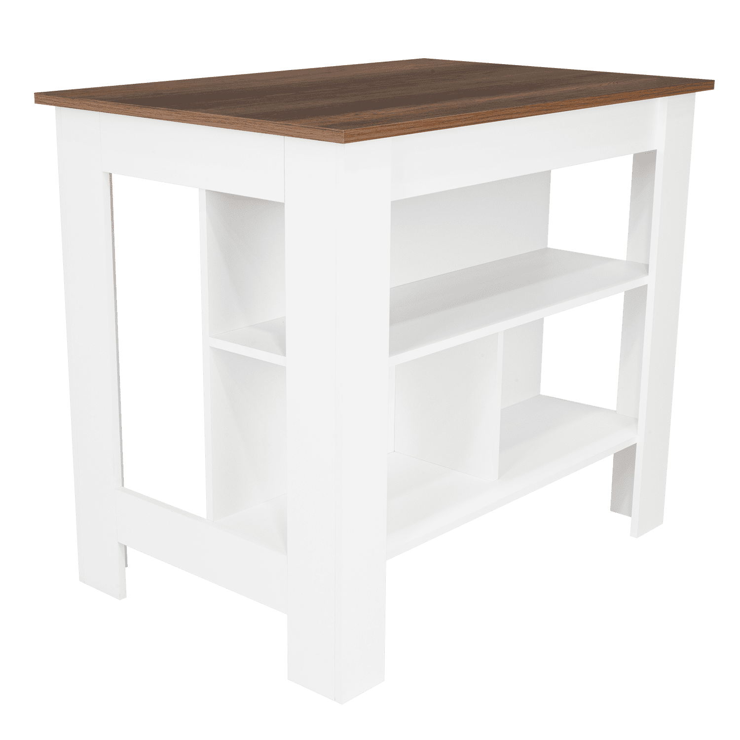 TUHOME Cala Freestanding Kitchen Island, 3-Shelf Wooden Storage Stand ...