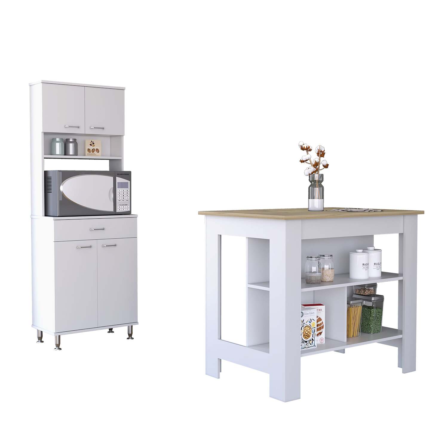 TUHOME Cala Kitchen Set, Kitchen Island Kitchen Pantry - Walmart.com