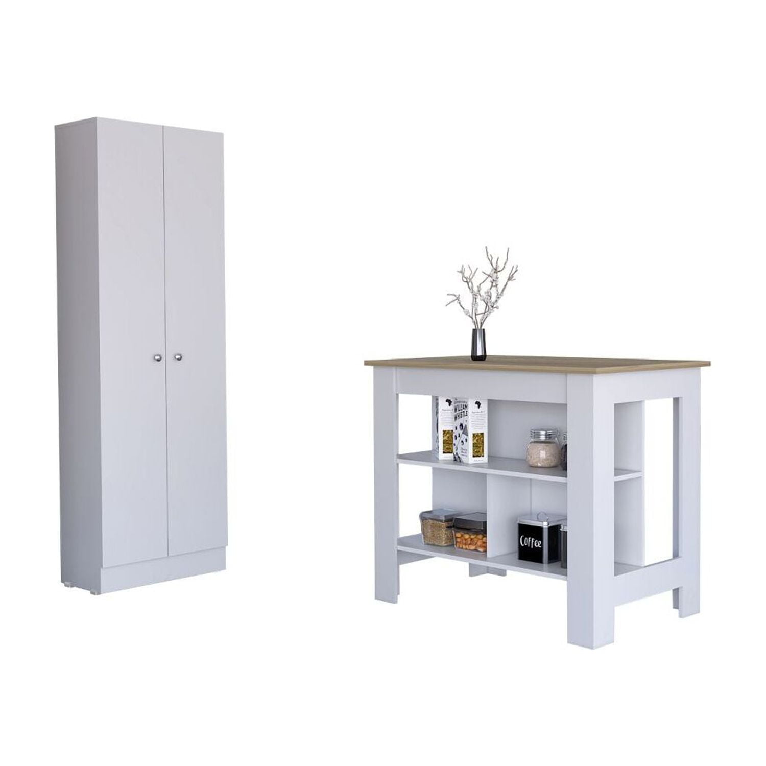 TUHOME Charlotte Kitchen Set, Kitchen Island Kitchen Pantry - Walmart.com