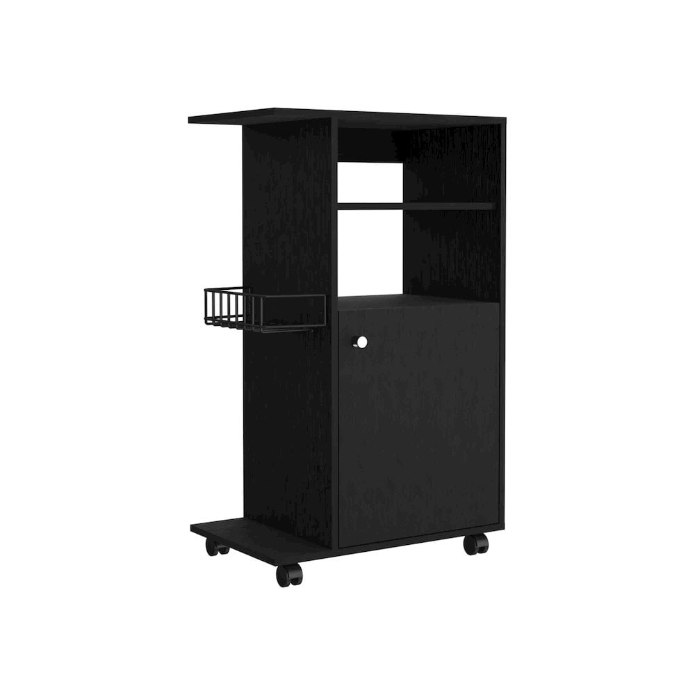 TUHOME Clip Kitchen Cart Engineered Wood Kitchen Carts in Black ...