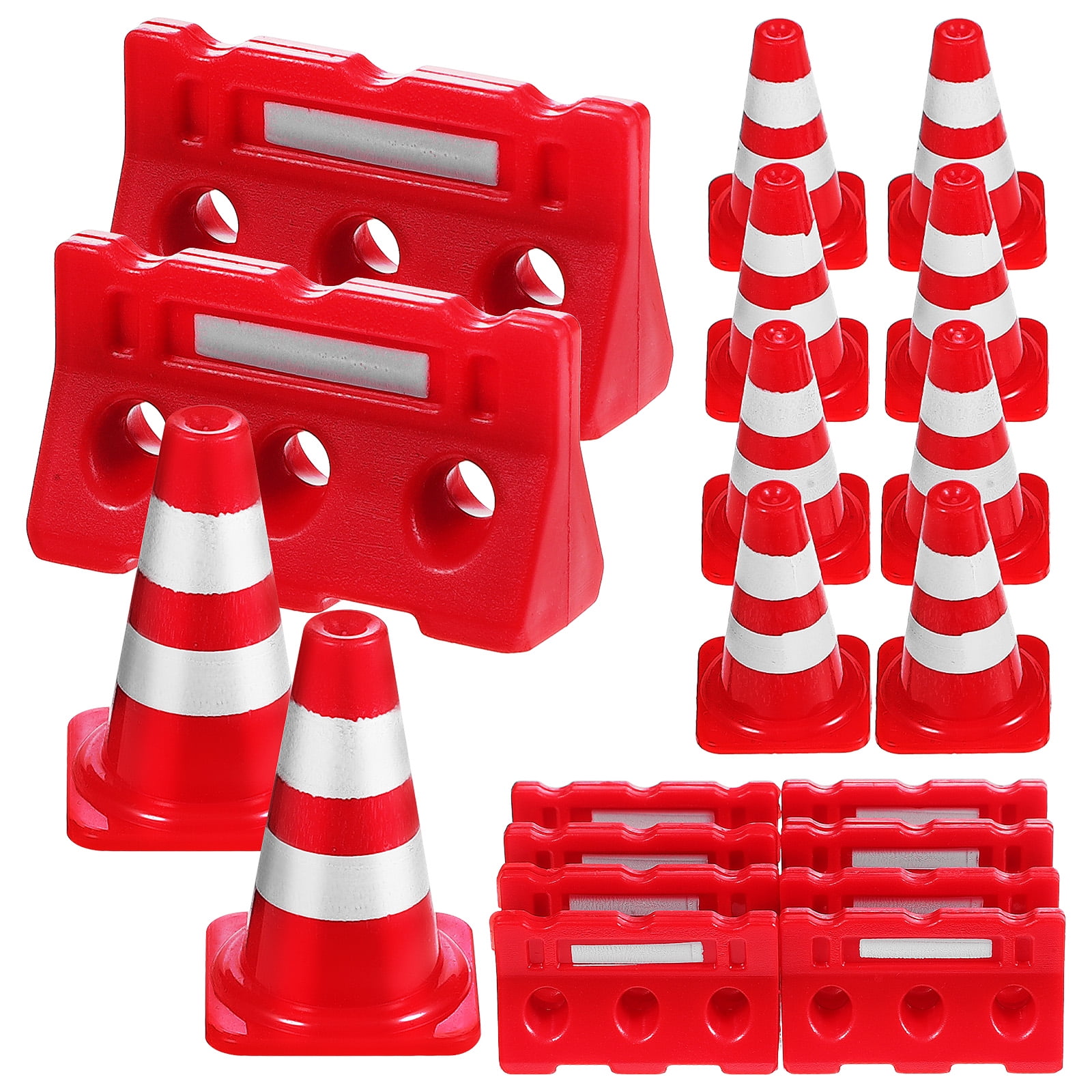 TUIBELYN 24pcs Mini Traffic Cones Fences Traffic Road Signs Playset ...