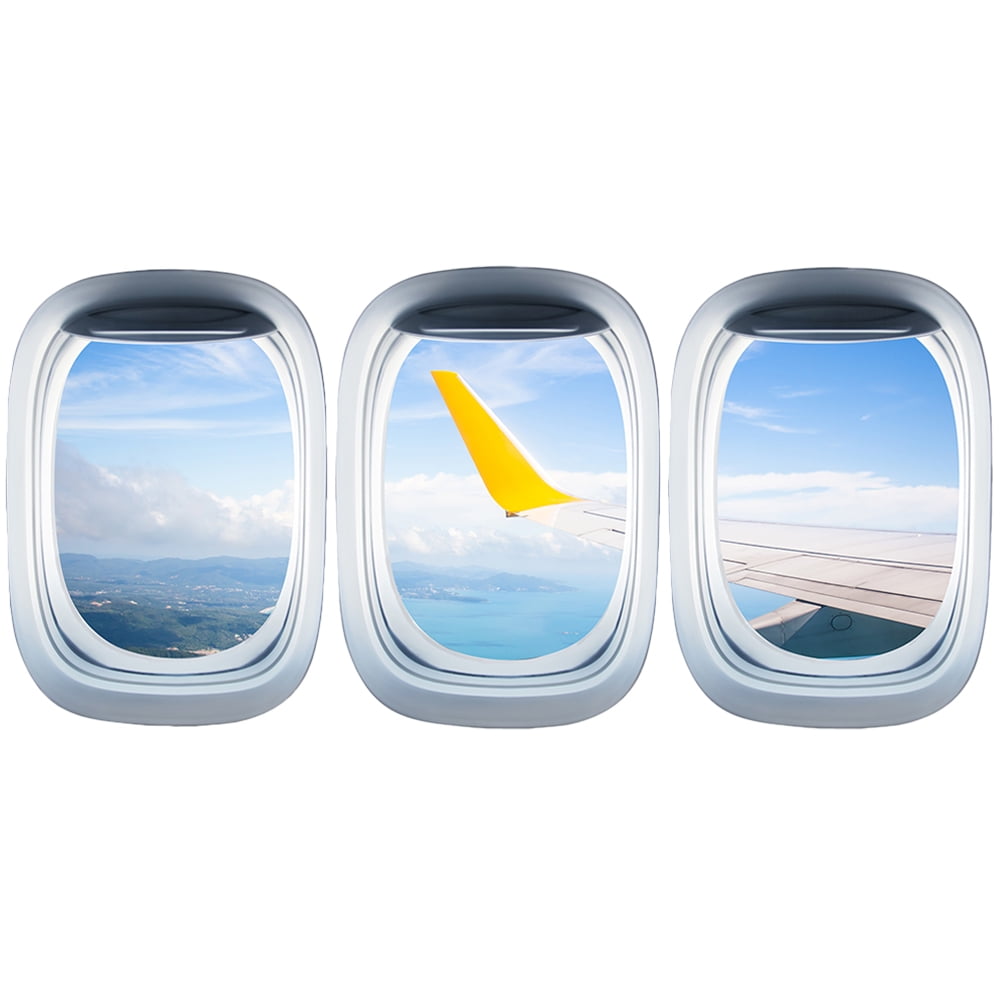 TUIBELYN 3 Sheets Airplane View Wall Decals Fake Window Sticker ...