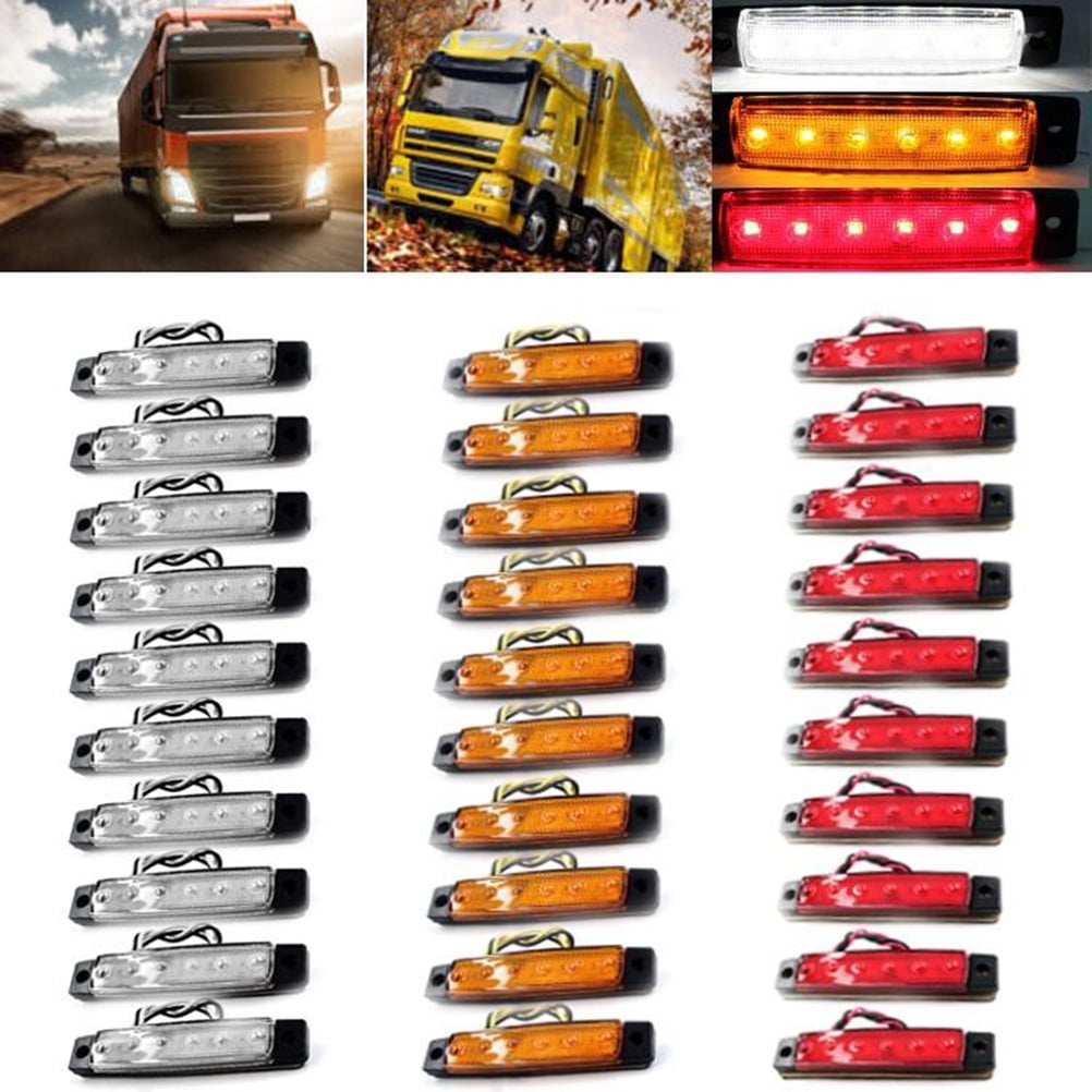 TUIBELYN 30Pcs 12V 6 LED Side Marker Indicators Lights Lamp for Car ...