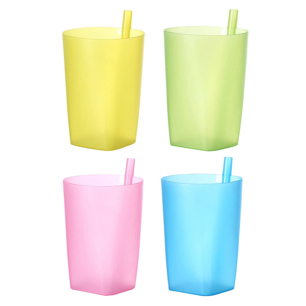 TUIBELYN 4pcs Plastic Sippy Cups with Built-in Straw for Kids - Walmart.com