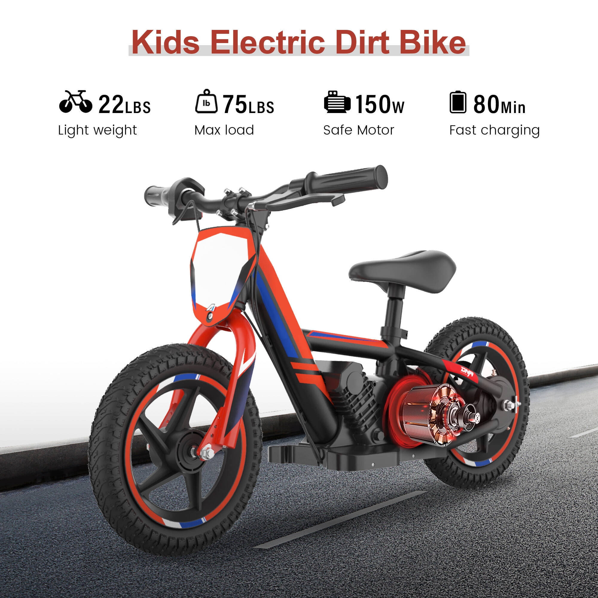 TUIBOKA Lightweight Electric Dirt Bike for Kids,170W Racing Grade Electric Motorcycle ...