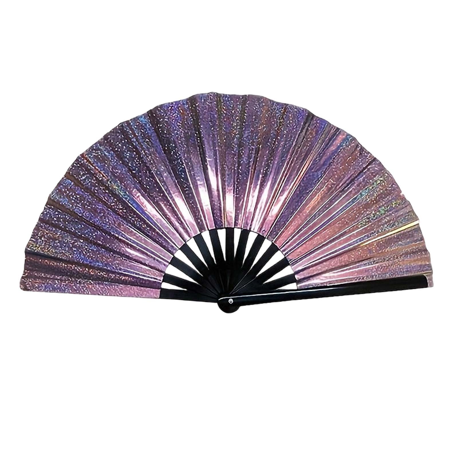 TUITOONM 12.99Inch Kung Fu Fan Glitter Fan with Bag Kung Funny Fan ...