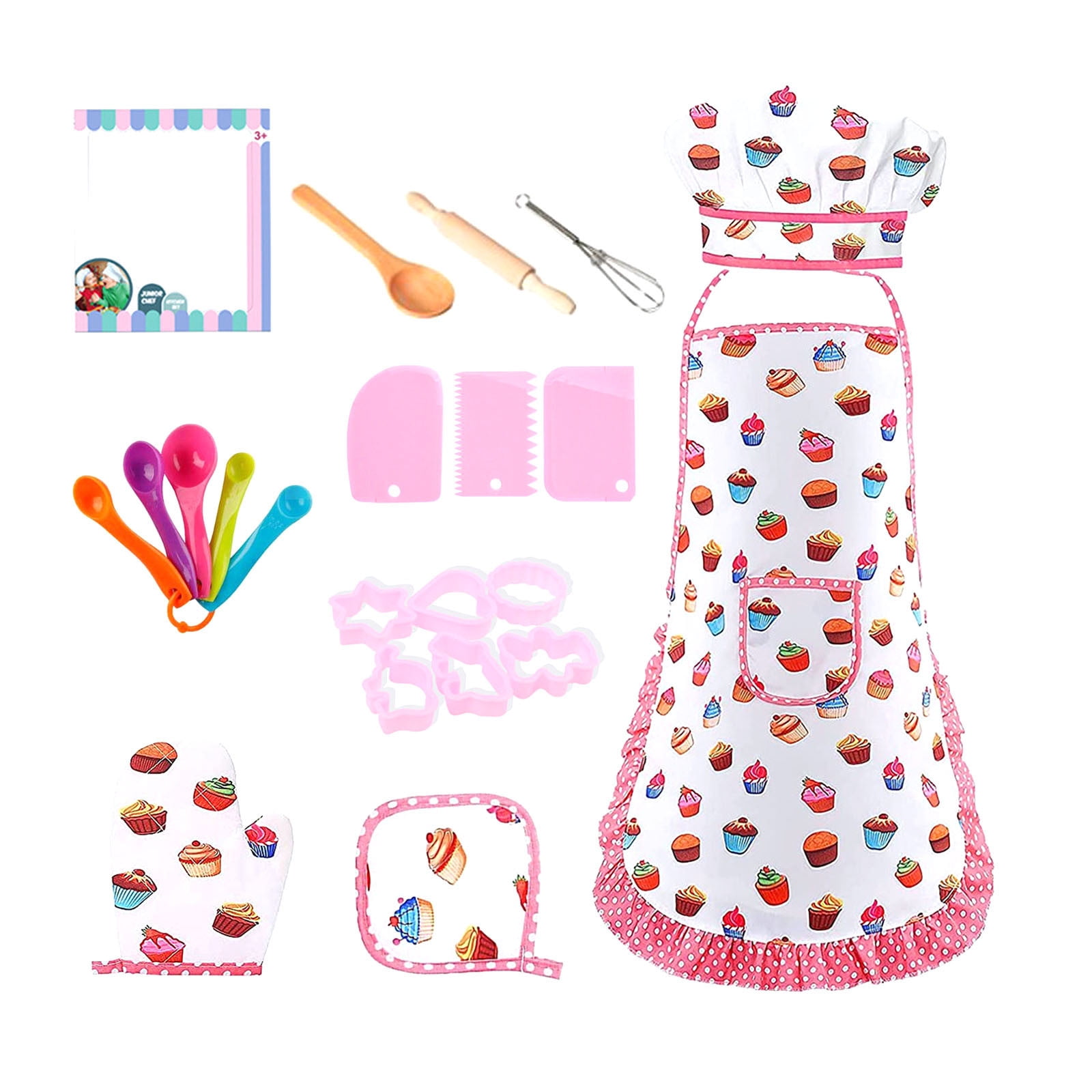 TUITOONM 17pc Kids Cooking And Baking Set Kitchen Costume Pretend Role ...