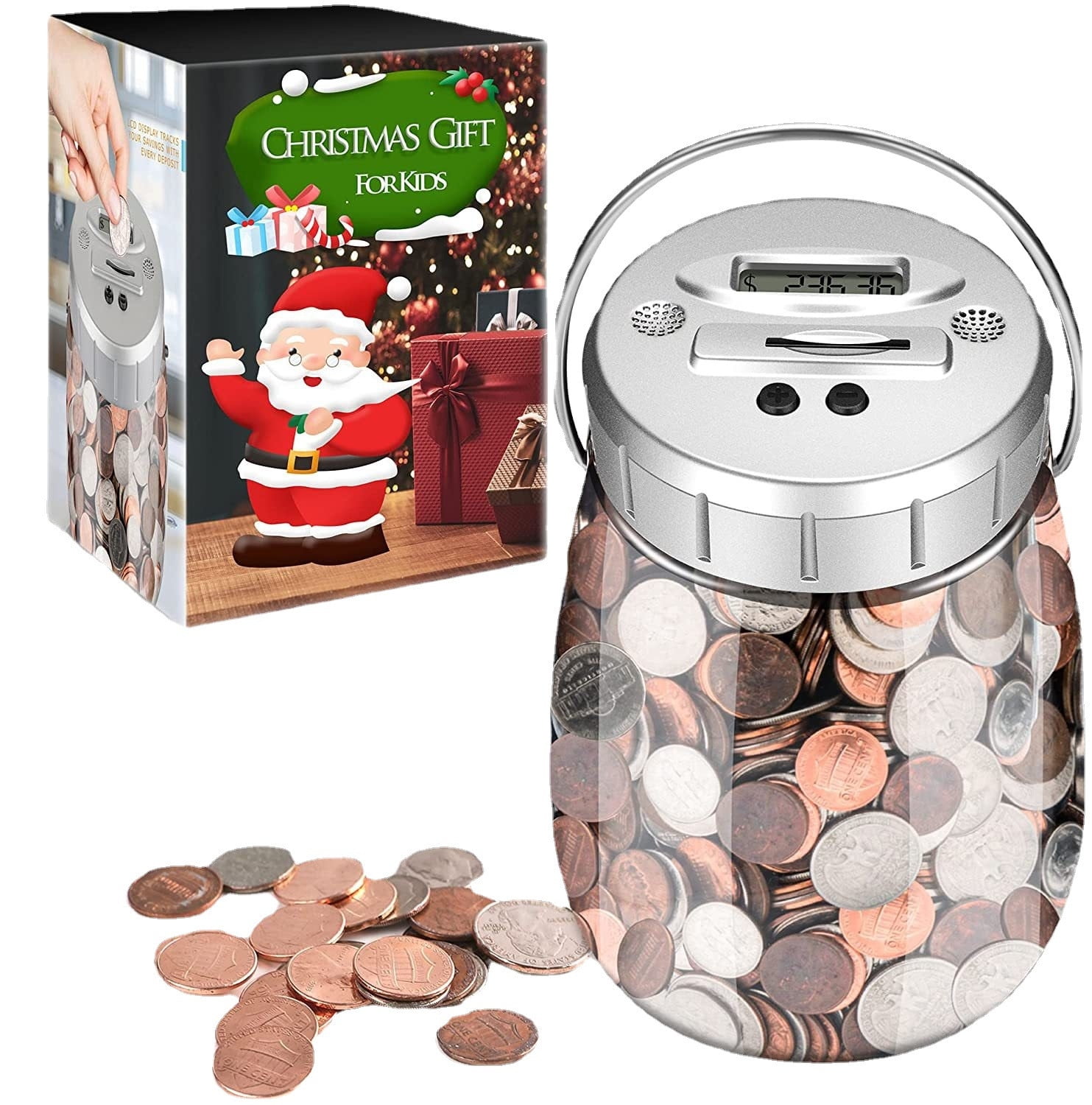 TUITOONM 2.4L Large Digital Coin Counter With LCD Display Money Saving ...