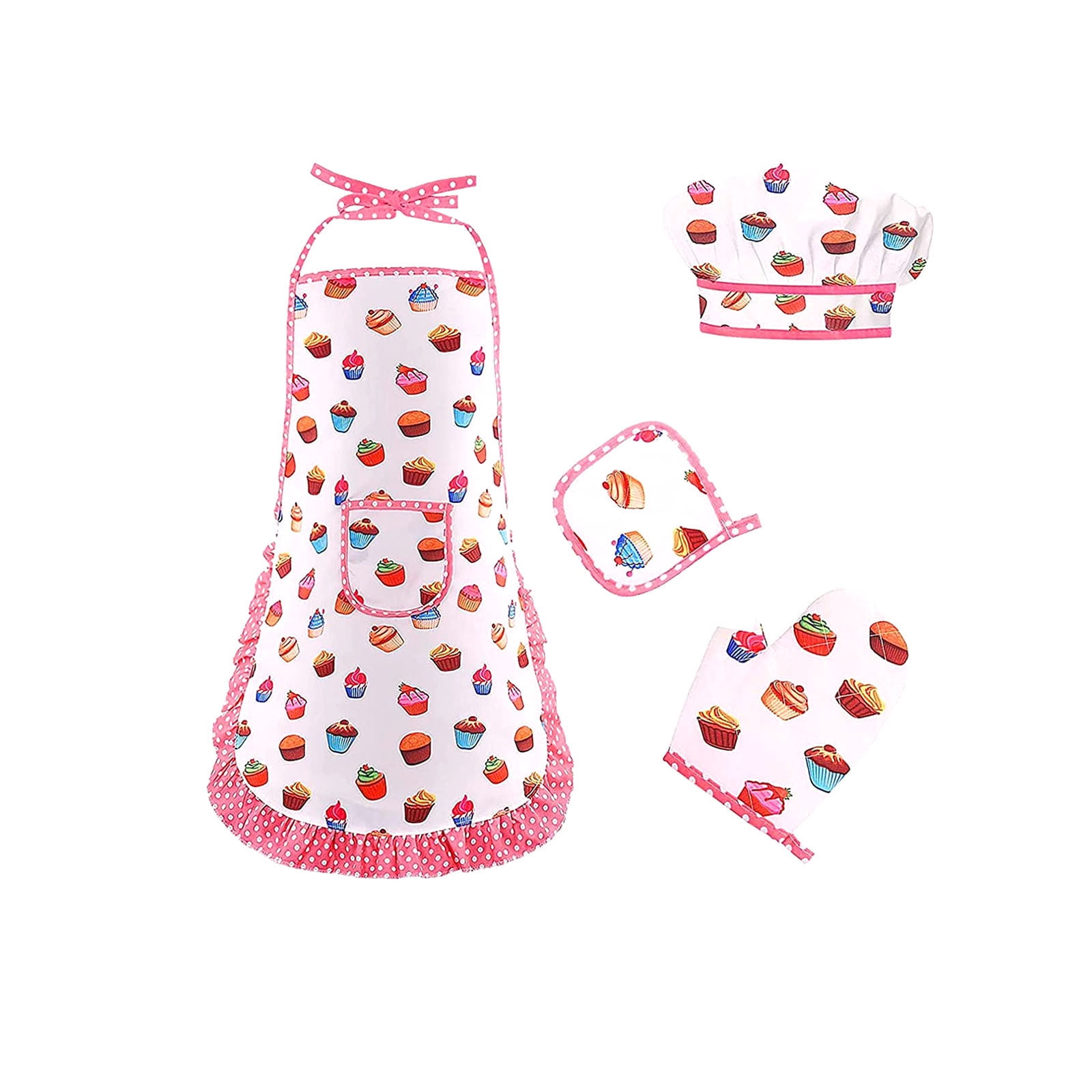 TUITOONM 4pc Kids Cooking And Baking Set Kitchen Costume Pretend Role ...