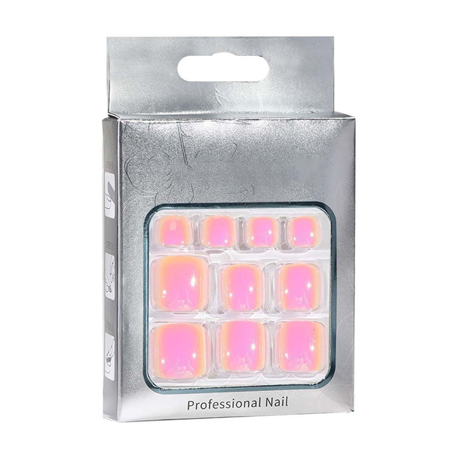 TUITOONM Complete False Toenails Set 24 Reusable Nail Stickers with ...