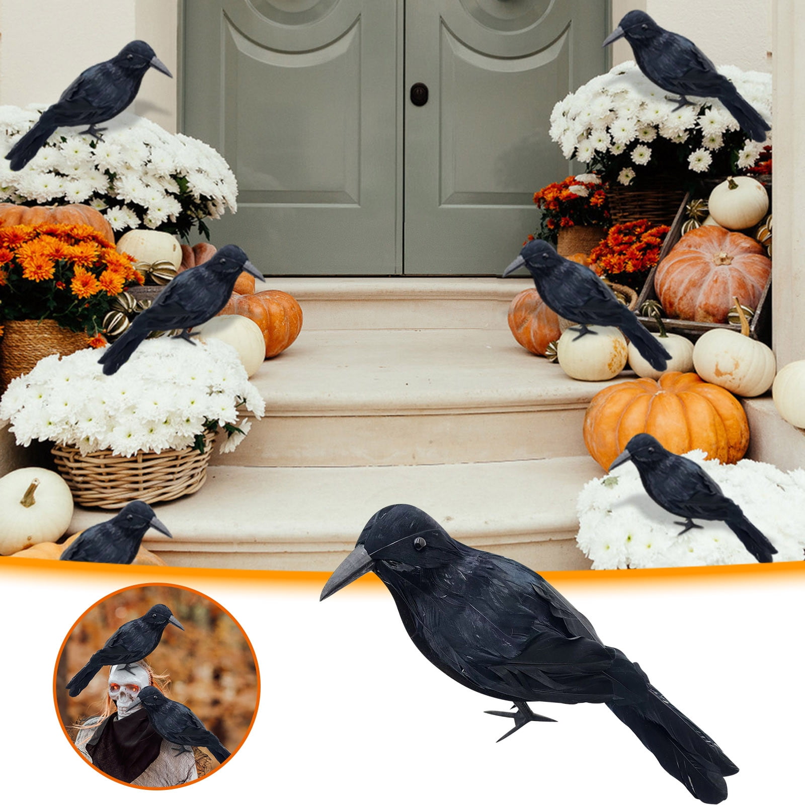 TUITOONM Crows Realistic Lifesize Fake Black Crow for Halloween ...