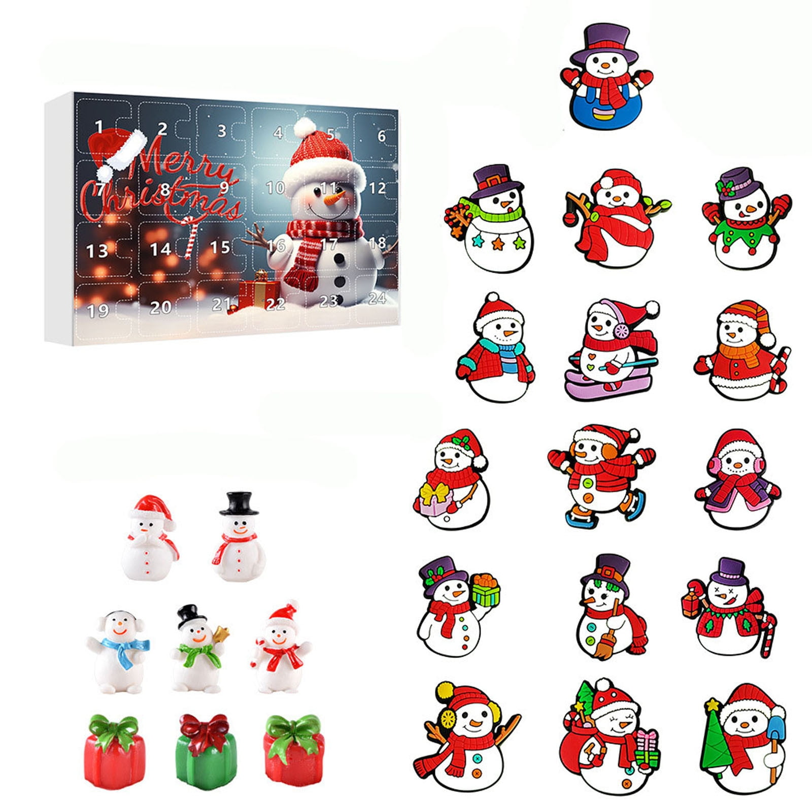 TUITOONM Cute Cartoon Snowman Set Surprise Box Christmas Advent ...