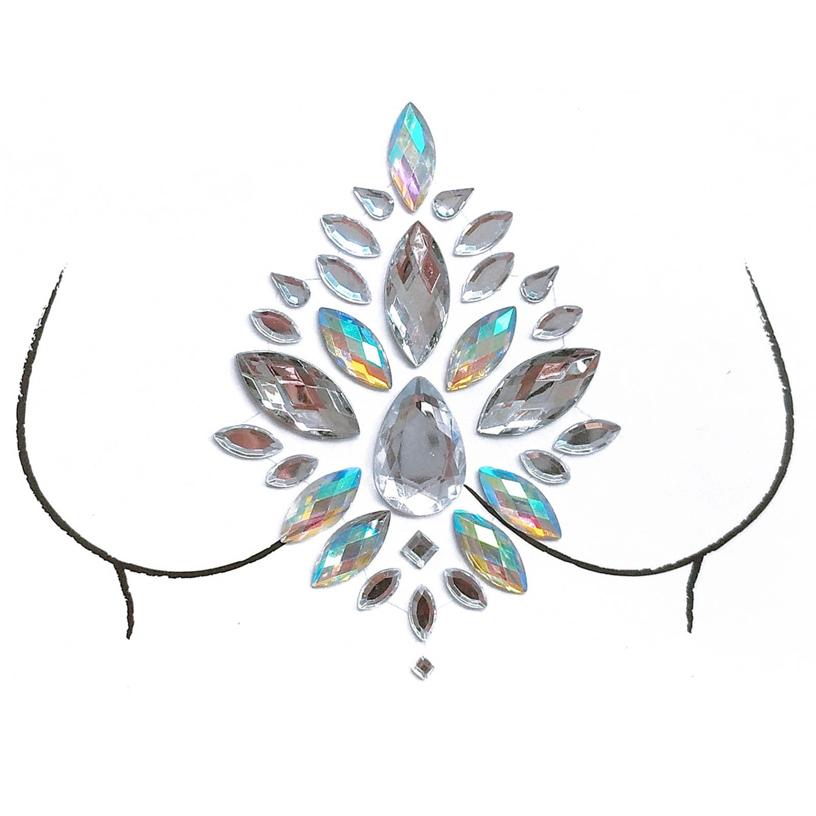 TUITOONM Festival Body Jewel Stickers Peel & Stick Acrylic Chest Gems ...