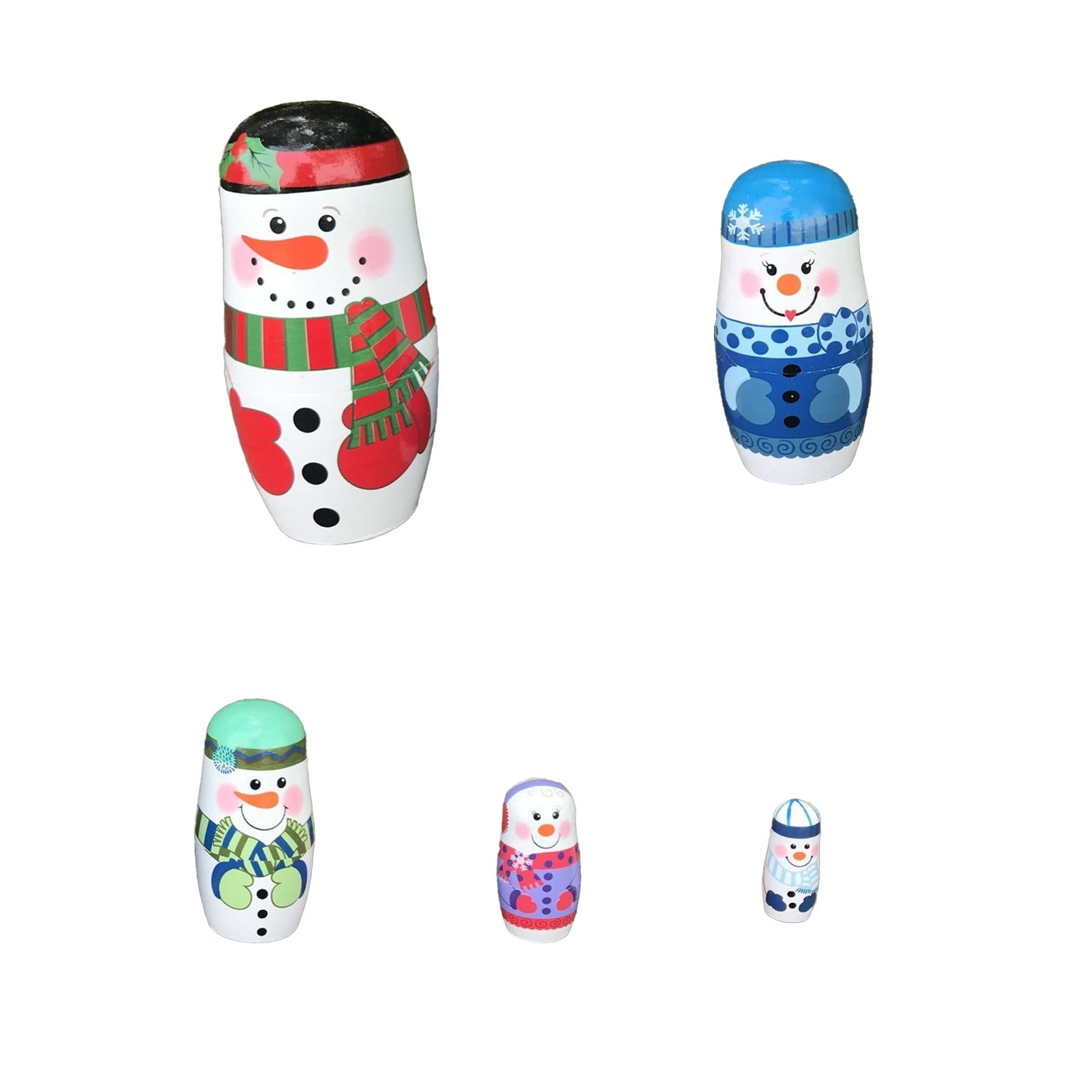 TUITOONM Five Layers Christmas Russian Nesting Dolls Wooden Handmade ...