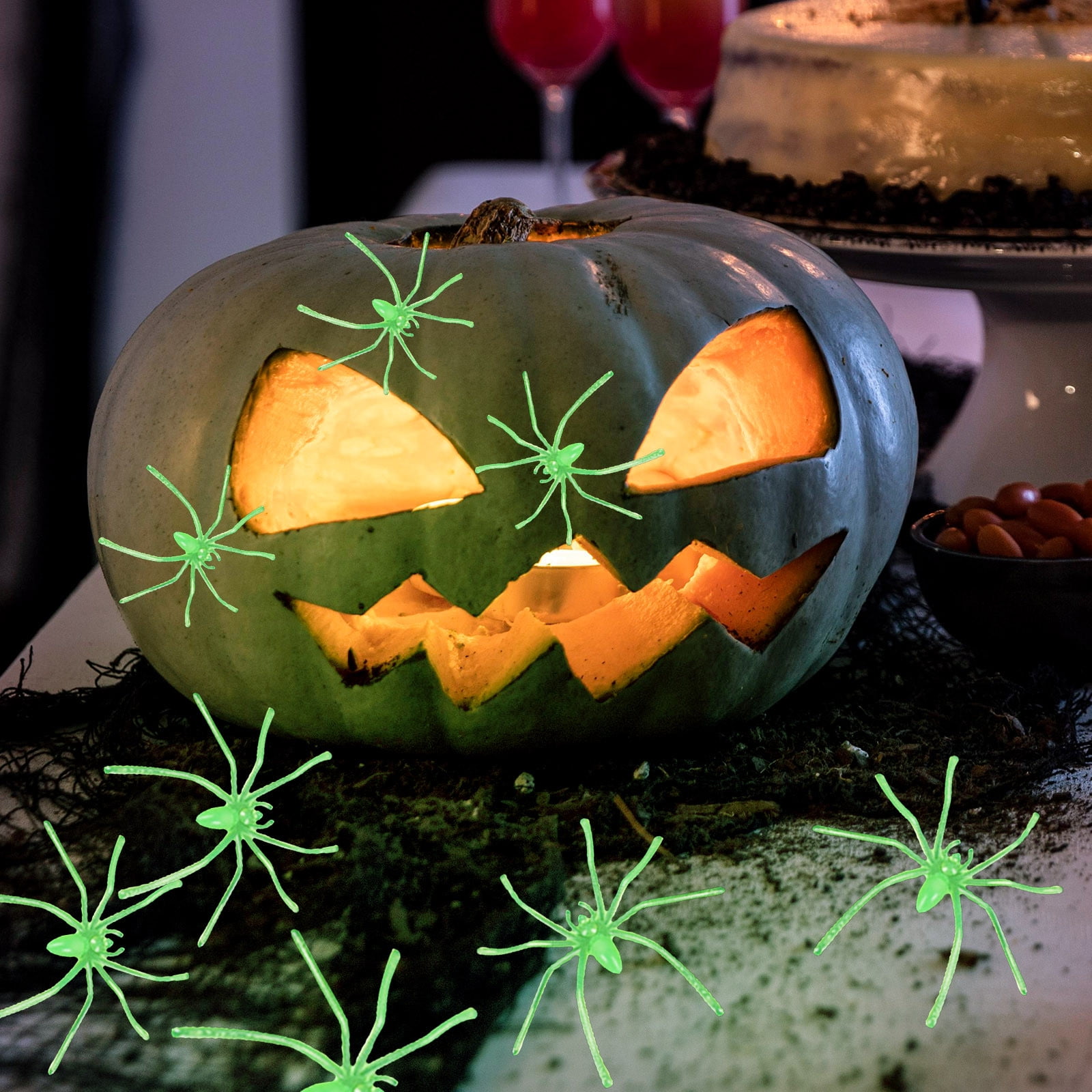 TUITOONM Glow in The Dark Spiders Halloween Spider Decorations Fake ...