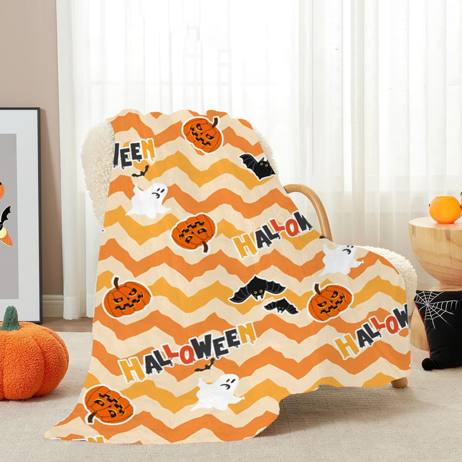 TUITOONM Halloween Flannel Blanket, Holiday Pumpkin Print, Soft Warm ...