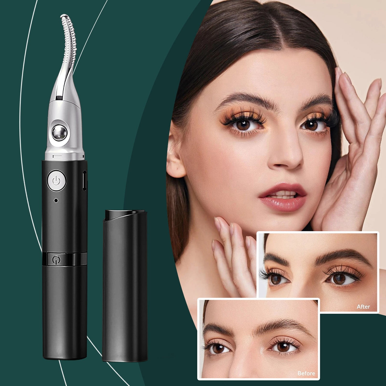 TUITOONM Heated Eyelash Curler & Brow Trimmer 2-in-1 USB-C Rechargeable ...