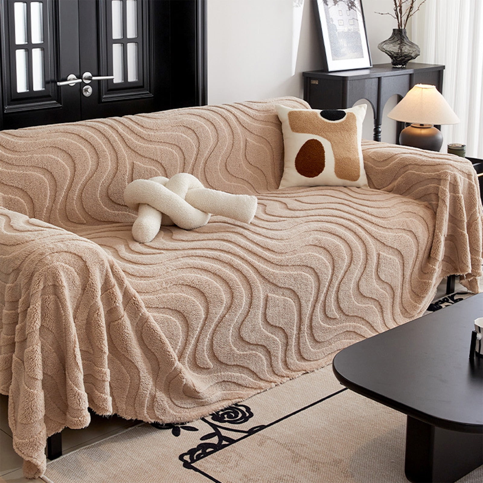 TUITOONM Plush Sofa Towel Covers Suit Most Shape Sofas Solid Color ...