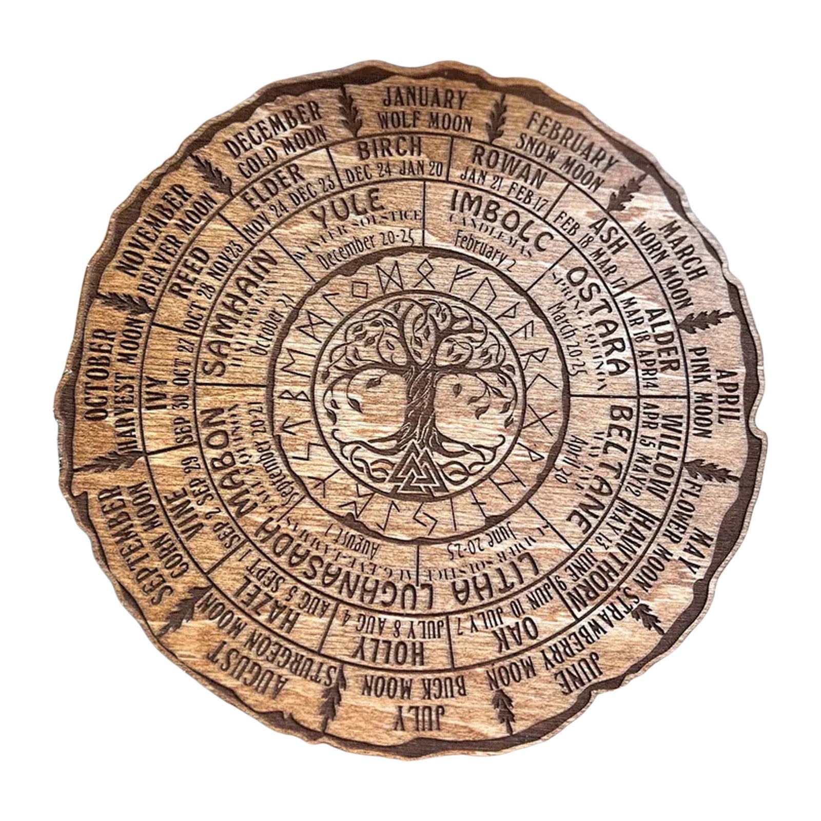 TUITOONM Wooden Perpetual Calendar Circular Rotating Table Handicrafts ...