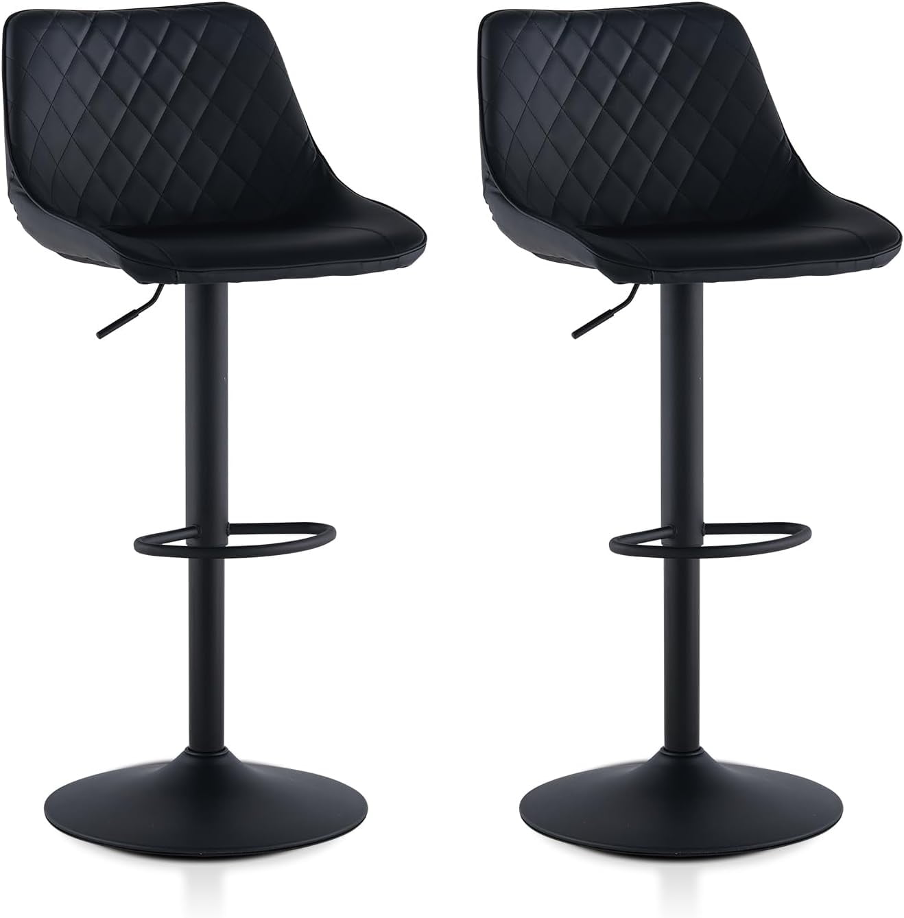 TUKAILAi PU Leather Bar Stools Set of 2, 360° Swivel Barstools with ...