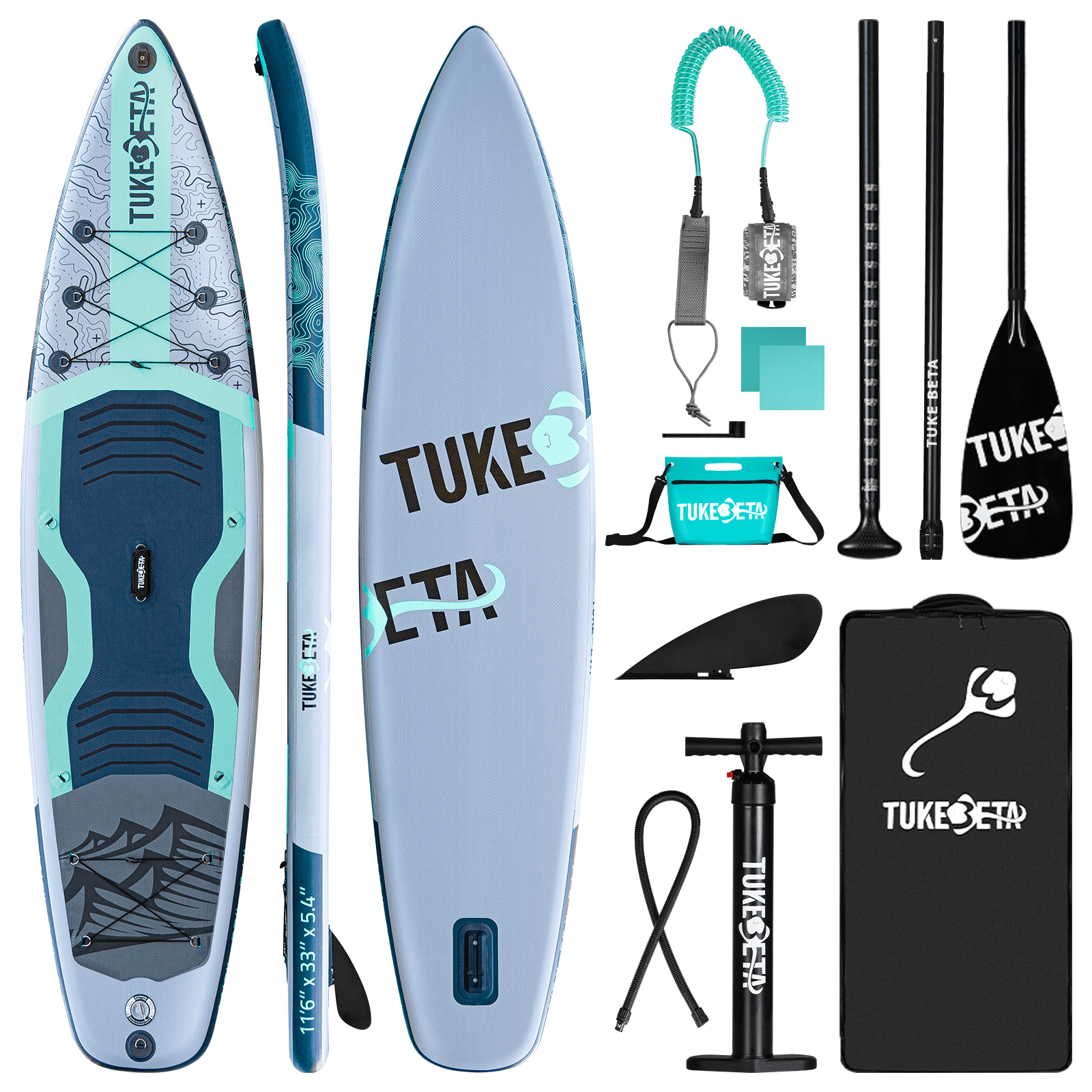 TUKEBETA 11 ft Inflatable Stand Up Paddle Board with SUP Accessories ...