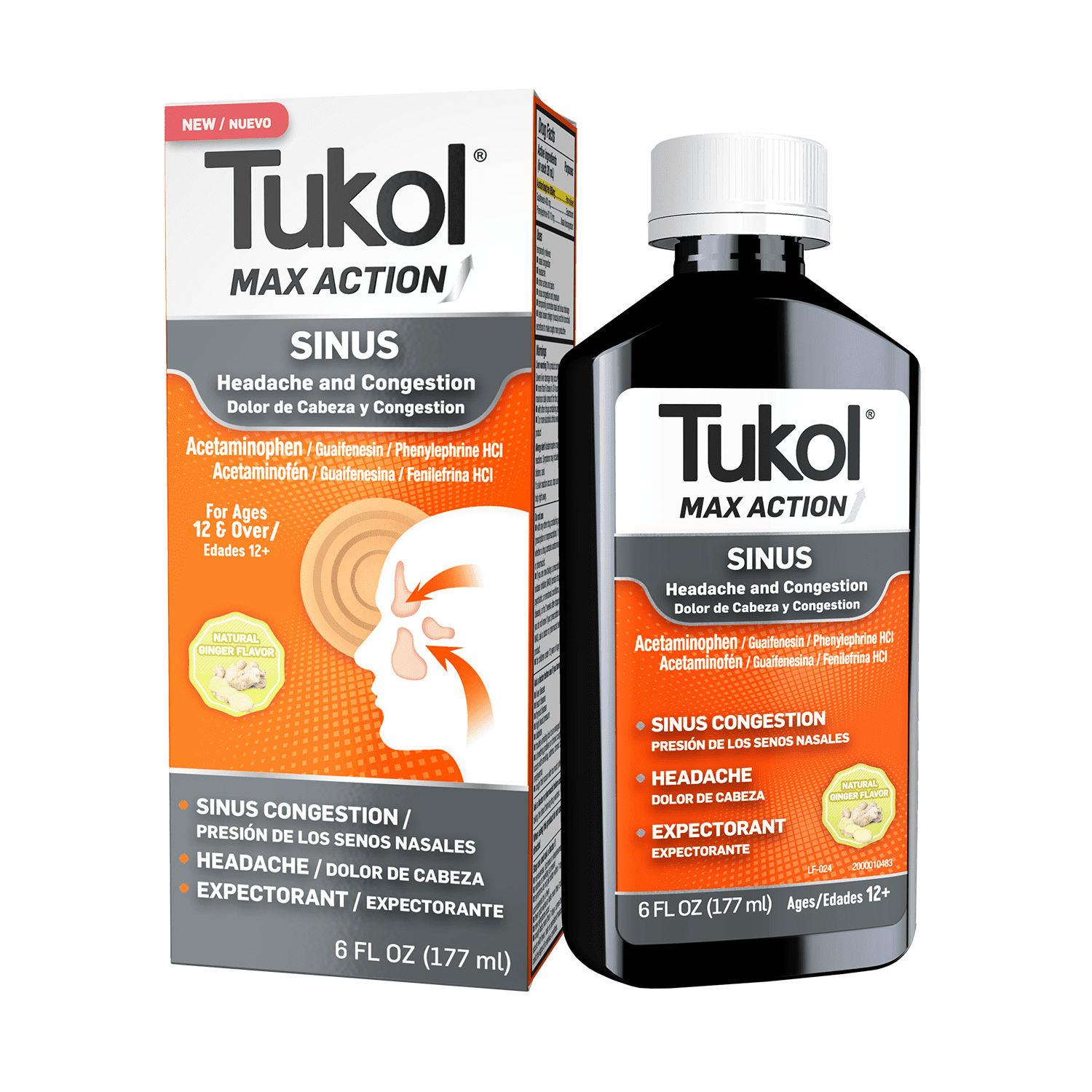 TUKOL Max Action Sinus Congestion & Headache Relief, Expectorant, Non ...