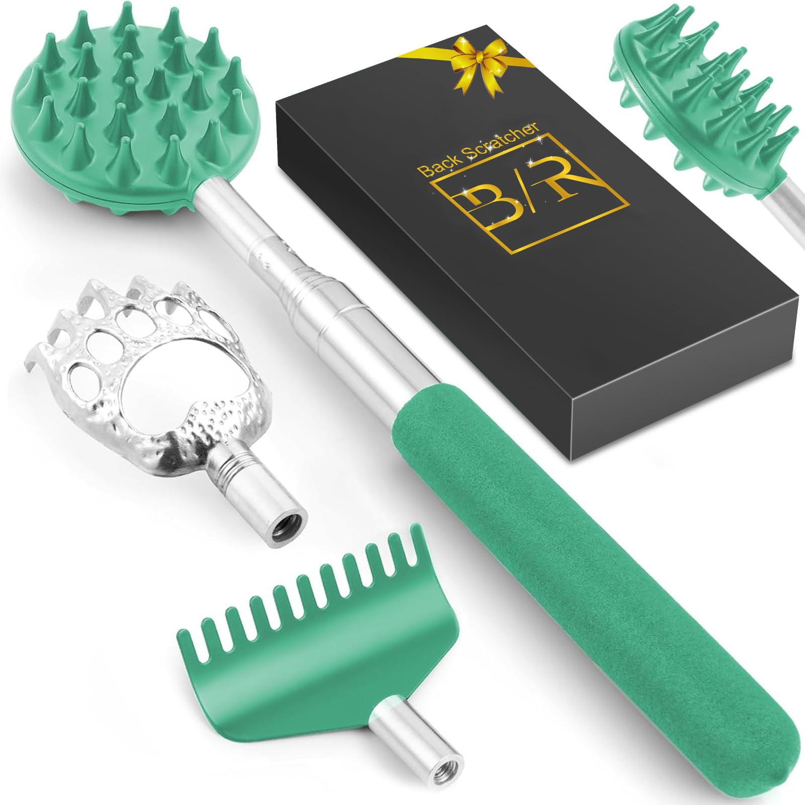 TUKUOS Telescoping Back Scratcher with 3Pcs Detachable Scratching Heads ...