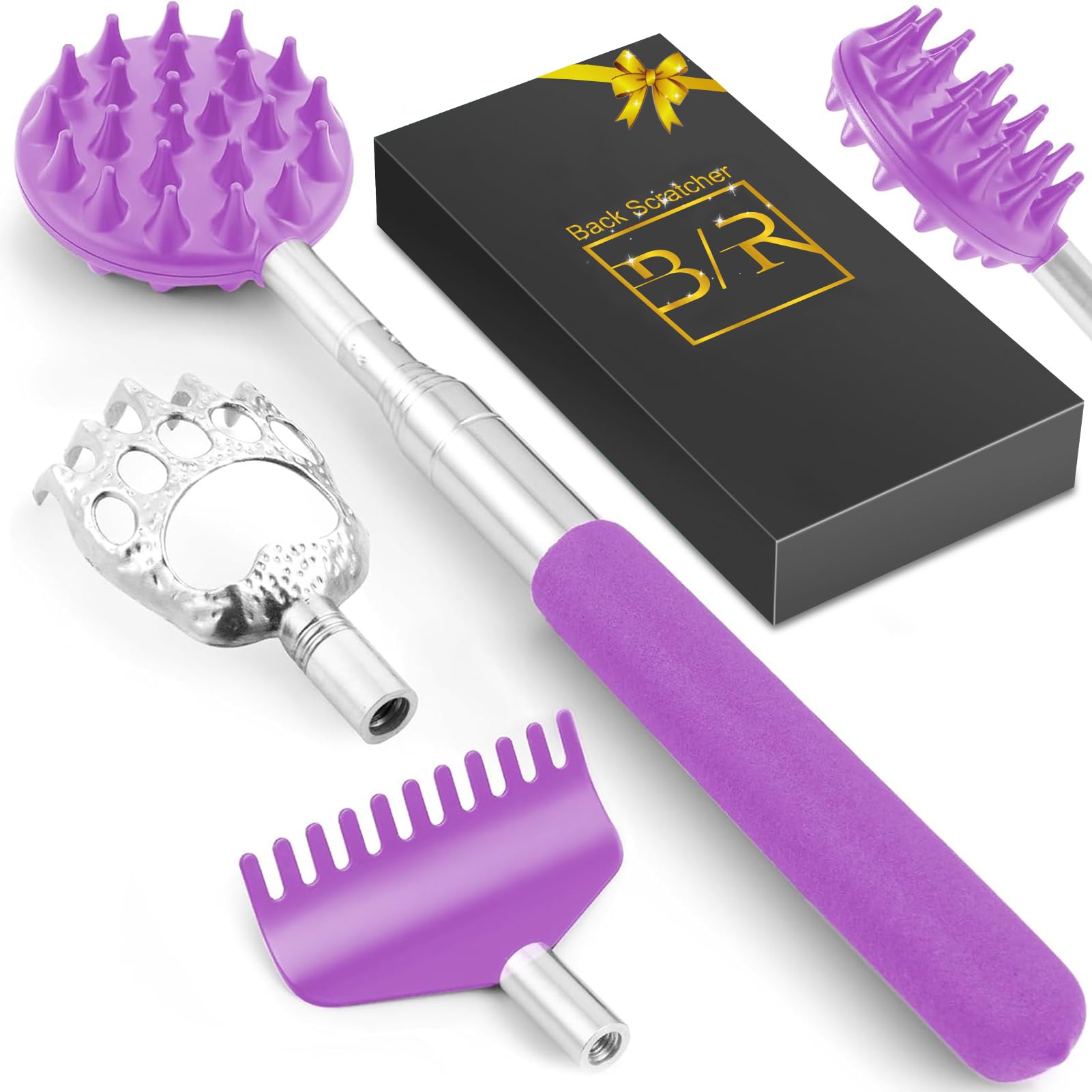 TUKUOS Telescoping Back Scratcher with 3Pcs Detachable Scratching Heads ...