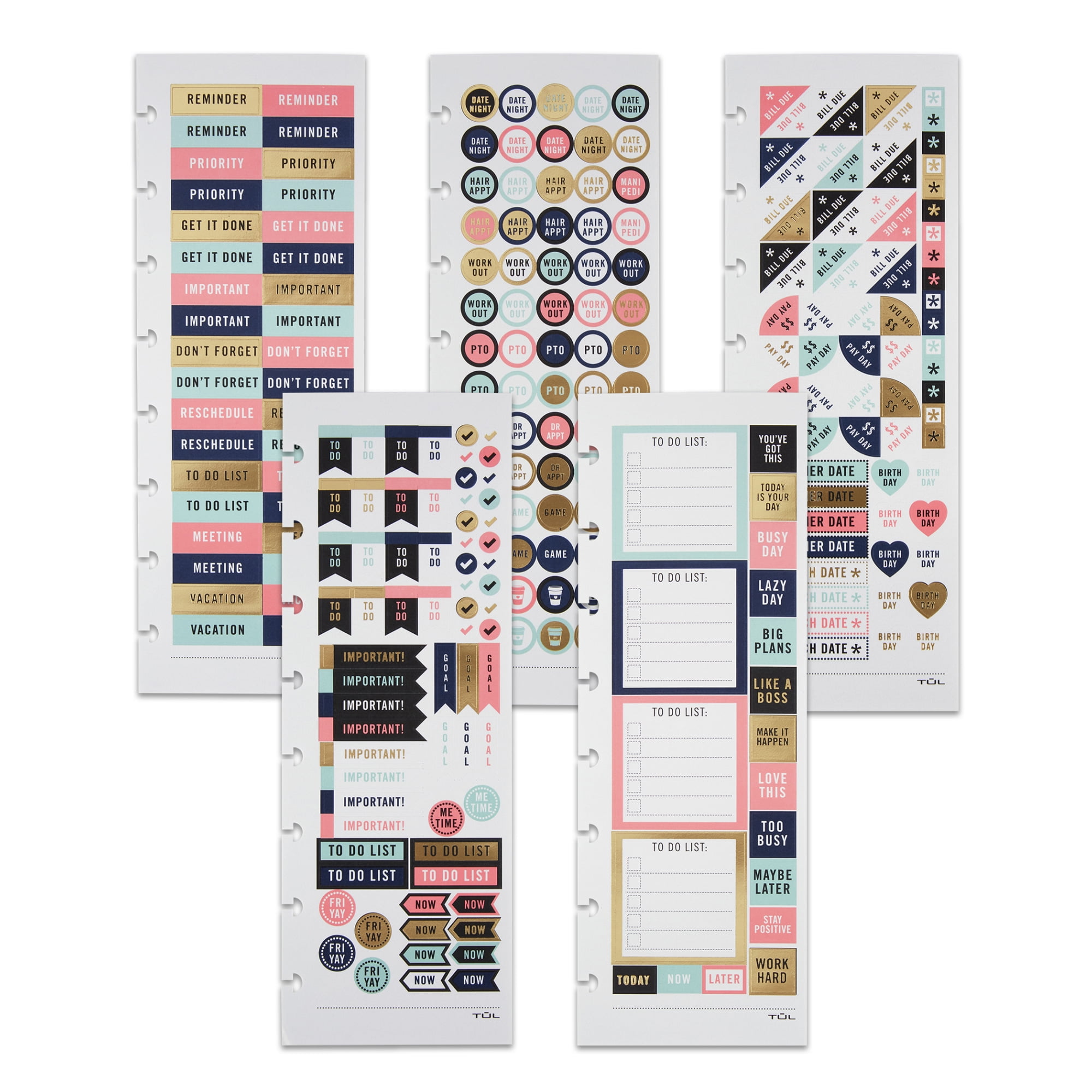 TUL® Discbound Notebook Sticker Sheets, 3" x 8-1/2", Assorted, 10 ...