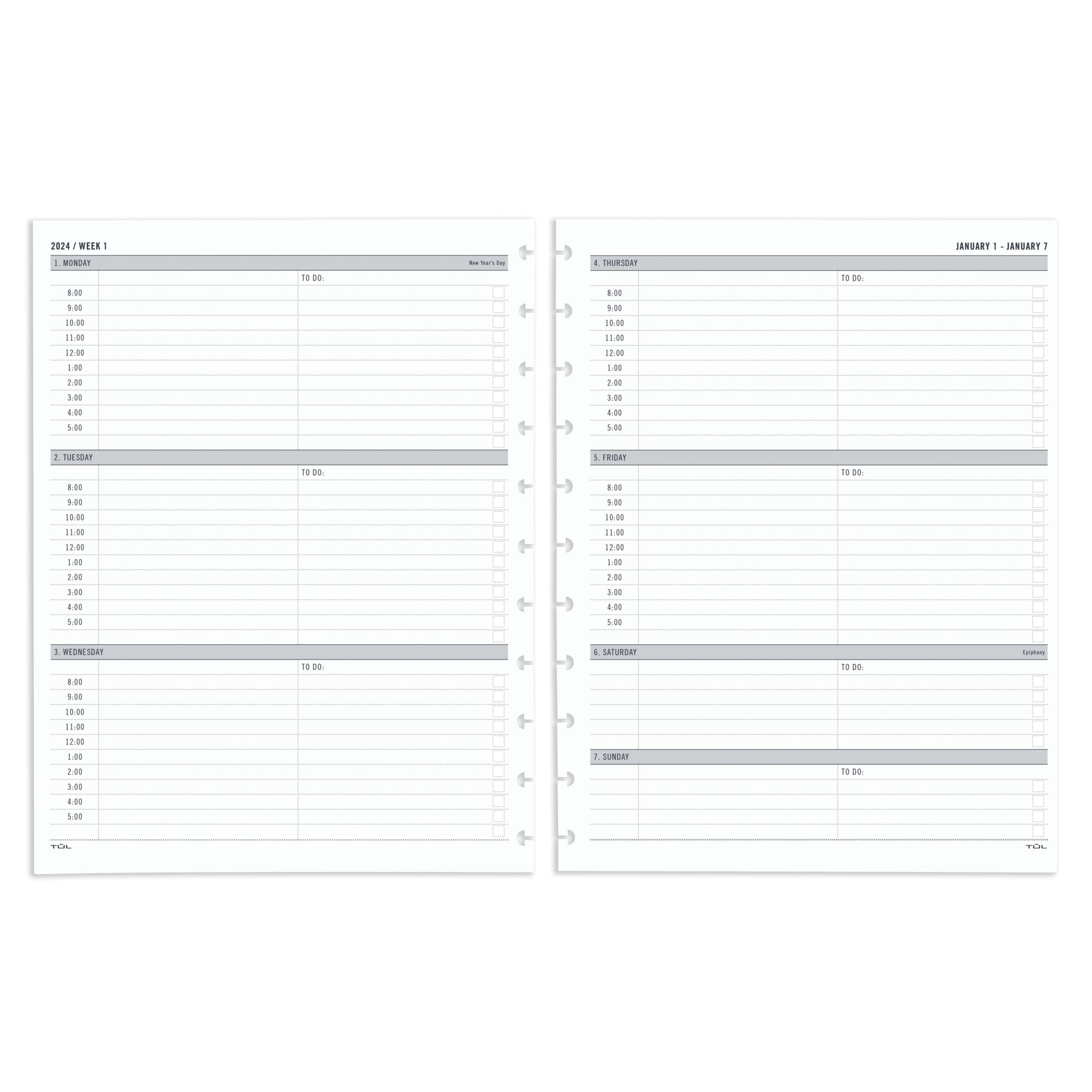 TUL® Discbound Weekly Planner Refill Pages, Hourly Appointment Times ...