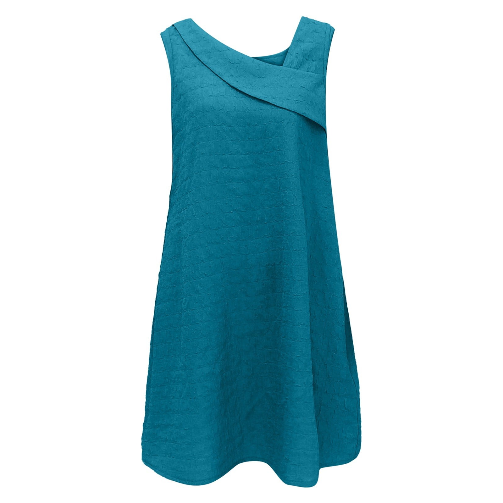 TULUDA Casual Dresses for Women Solid Color Slant Neck Sleeveless Dress ...