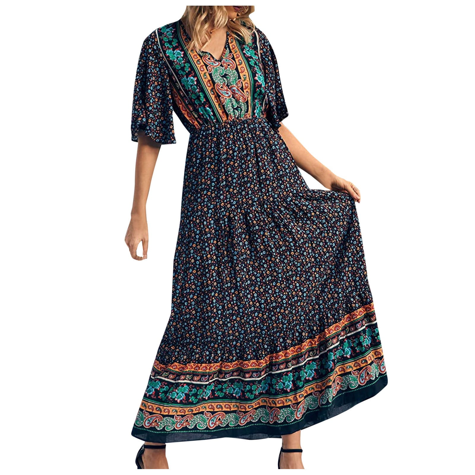 TULUDA Sun Dresses for Women Casual Women Floral Holiday Party Beach ...