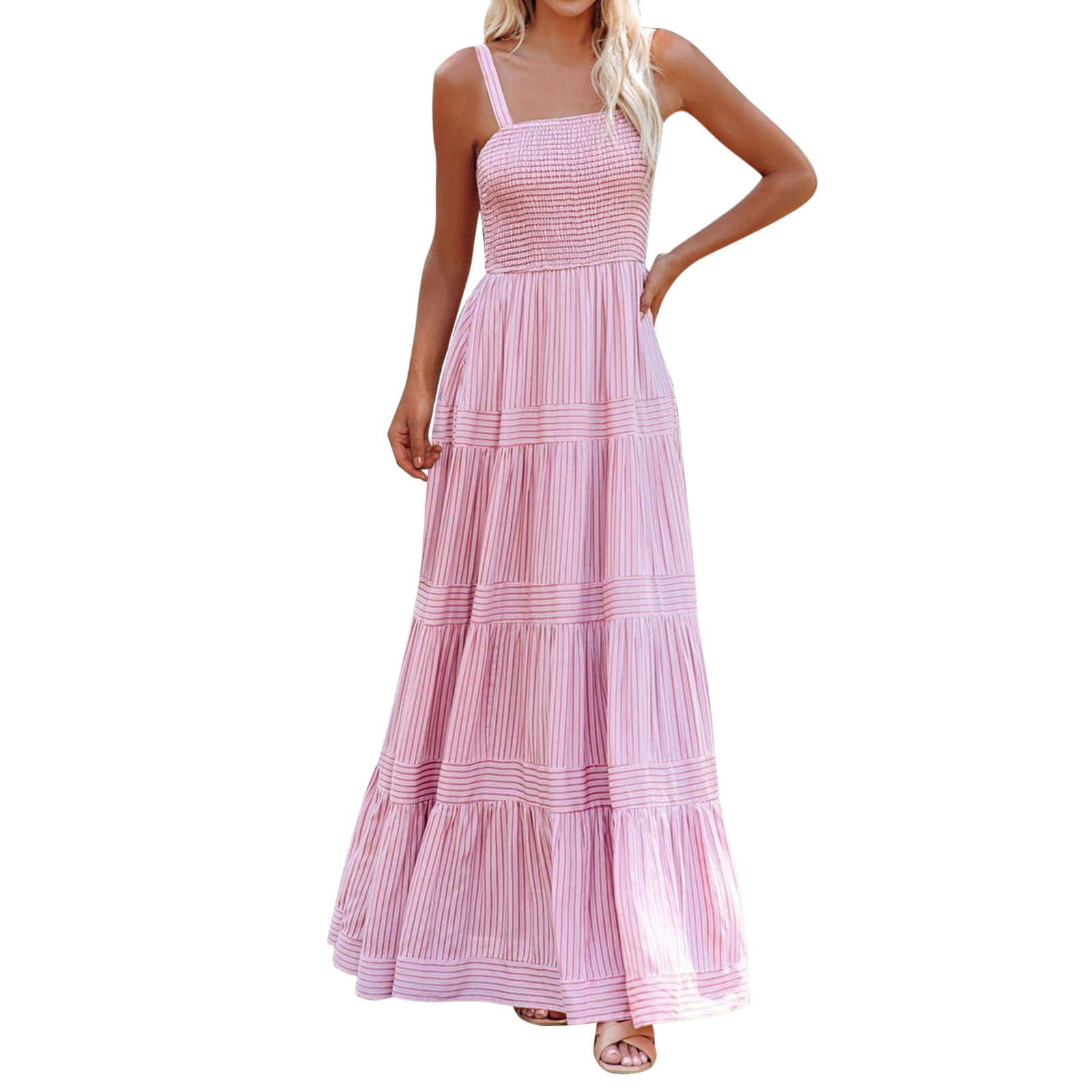 TULUDA Sundresses for Women Casual Summer Boho Maxi Dresses Sling ...