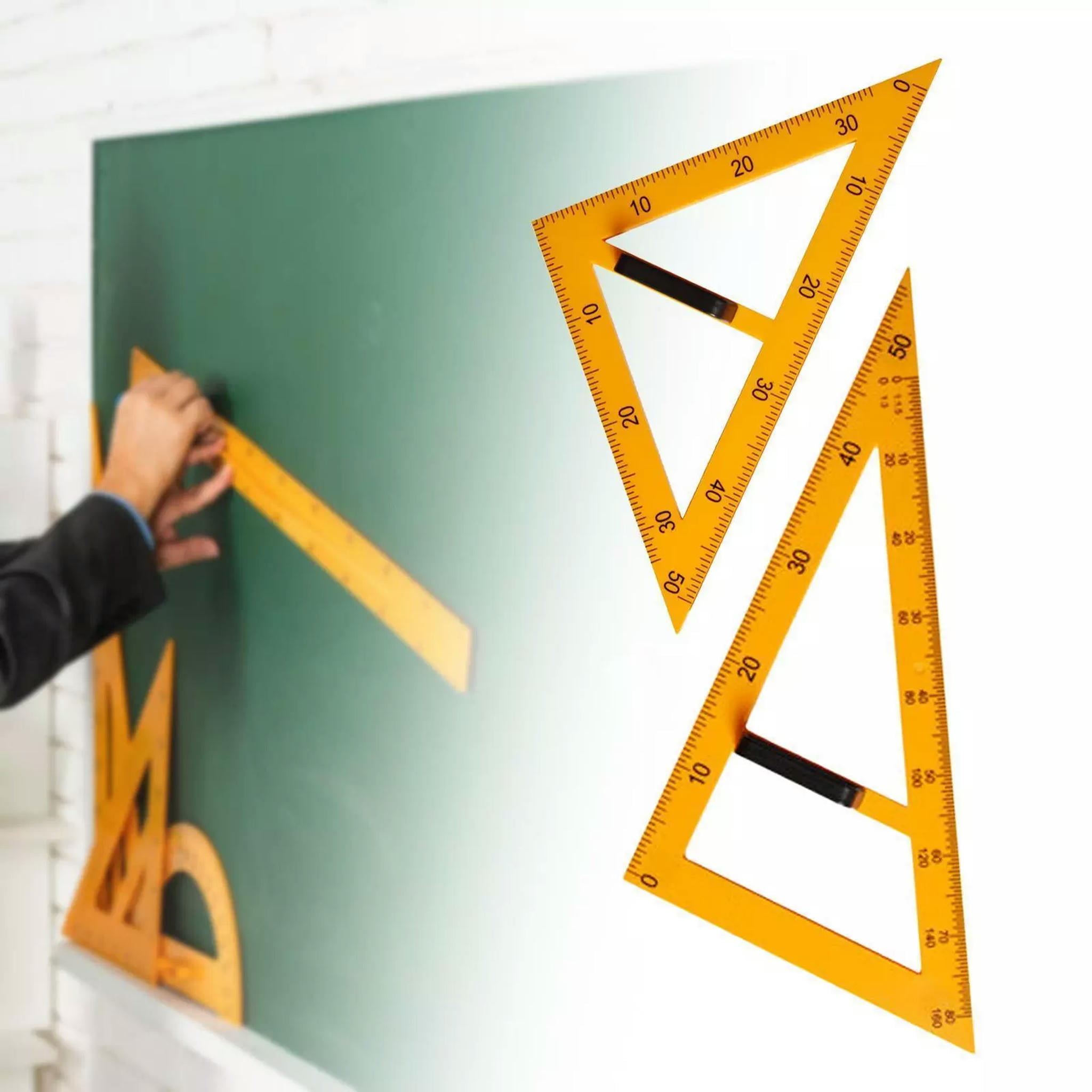 TUMALL 2Pcs Large Math Geometry Ruler with Handle Math Geometry Tool ...