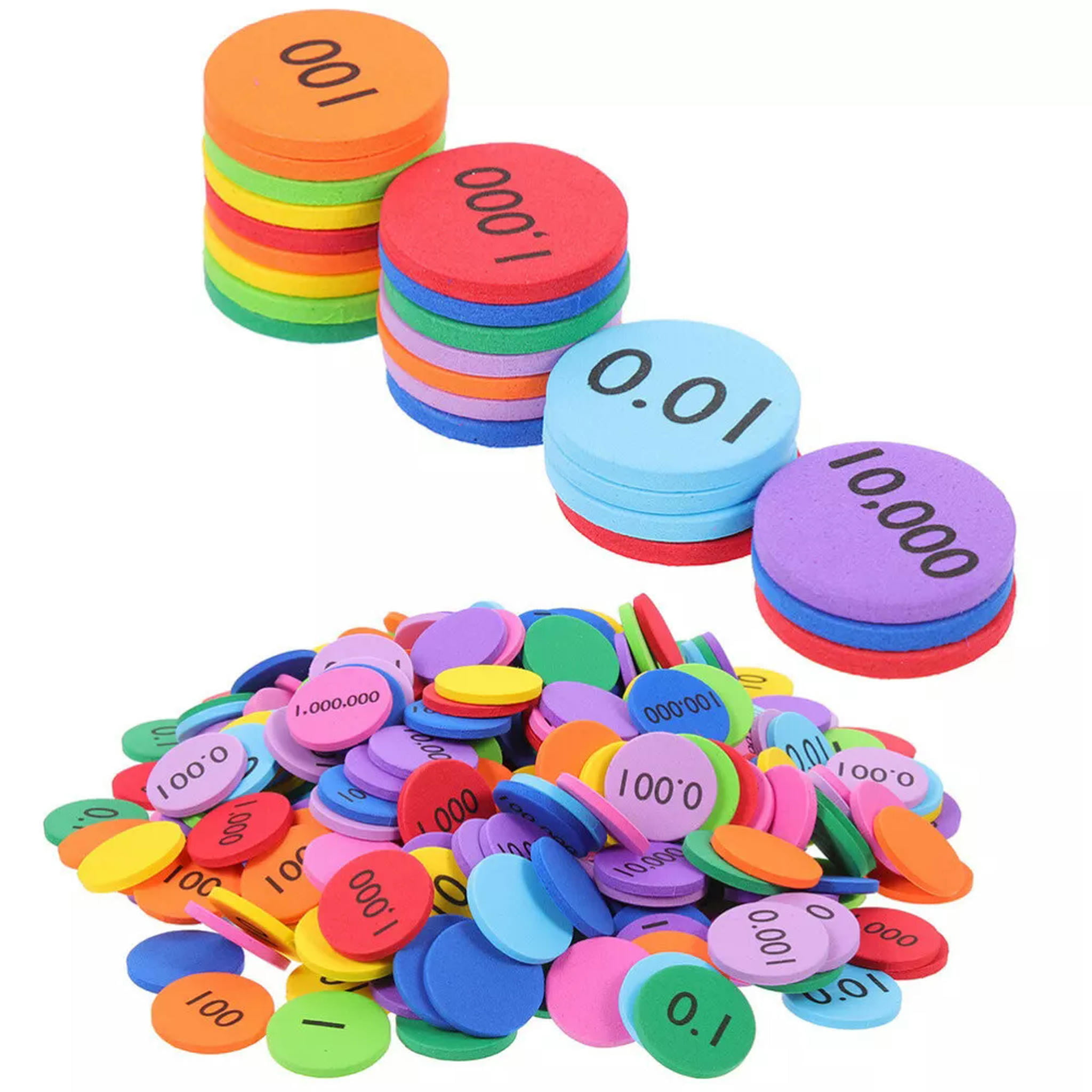 TUMALL 320 Pcs Place Value Discs Math Number Disks Digital Wafer Child ...