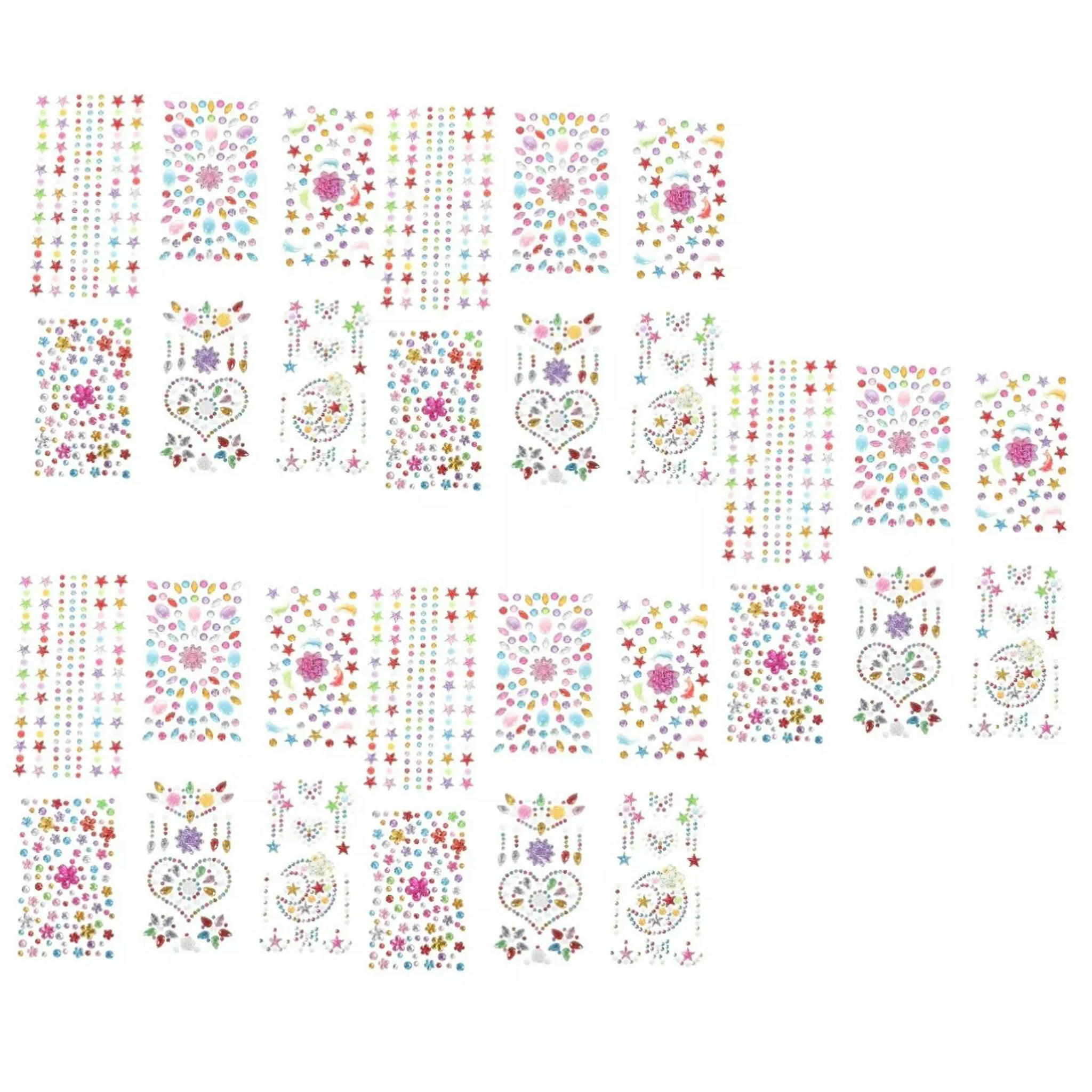 TUMALL 6 Sheets Acrylic Sticker Diamond Stickers The Face Jewlery ...