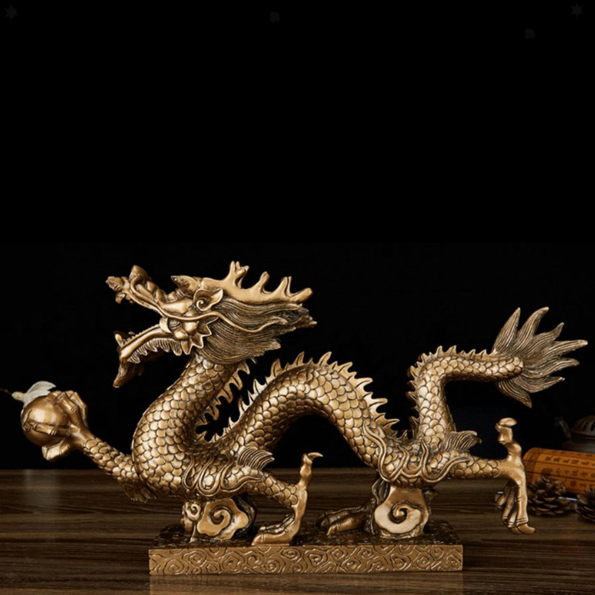 TUMALL Chinese Fengshui Statue Table Centerpiece Resin Dragon Sculpture ...