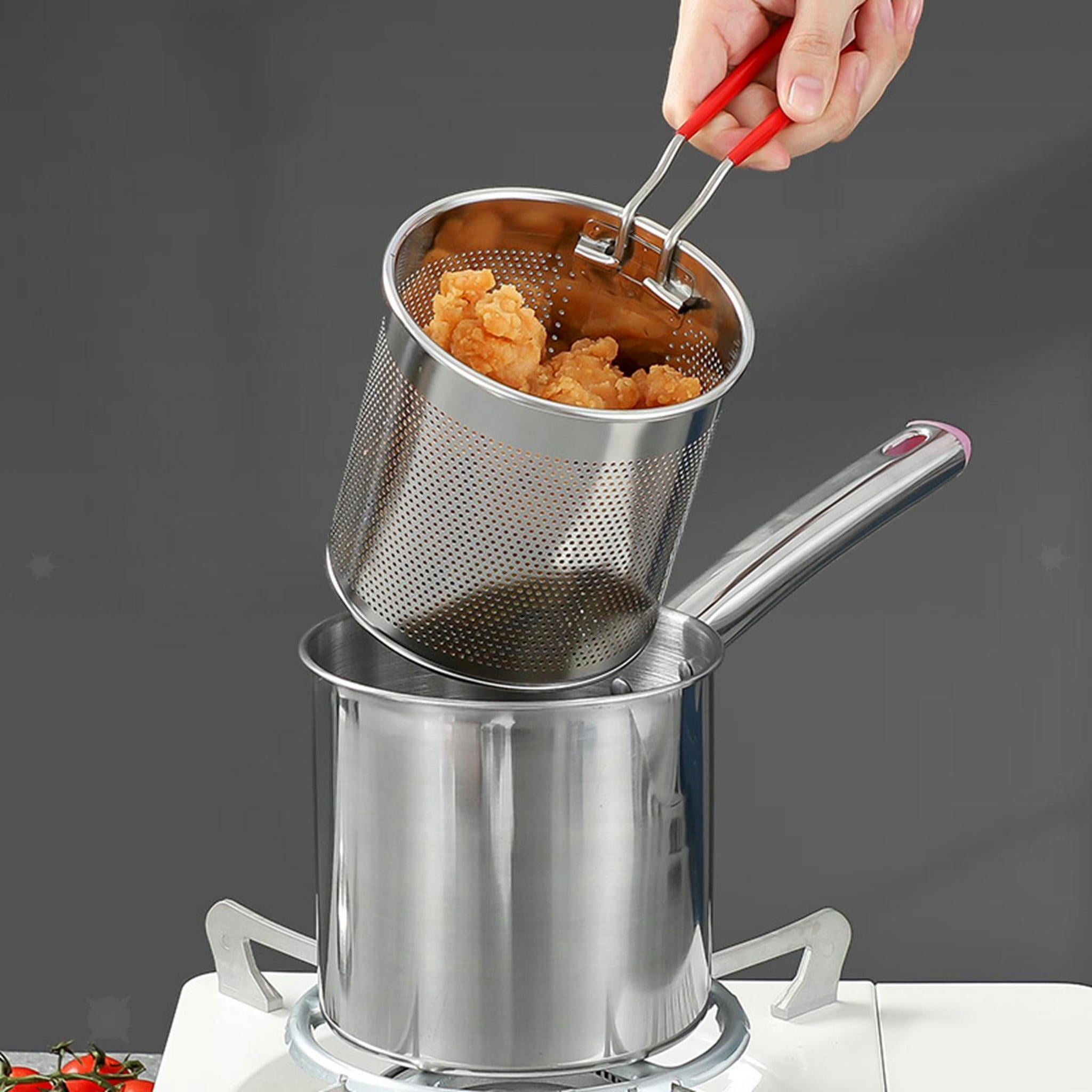 TUMALL Deep Frying Pot Portable with Handles Nonstick Cookware Small ...