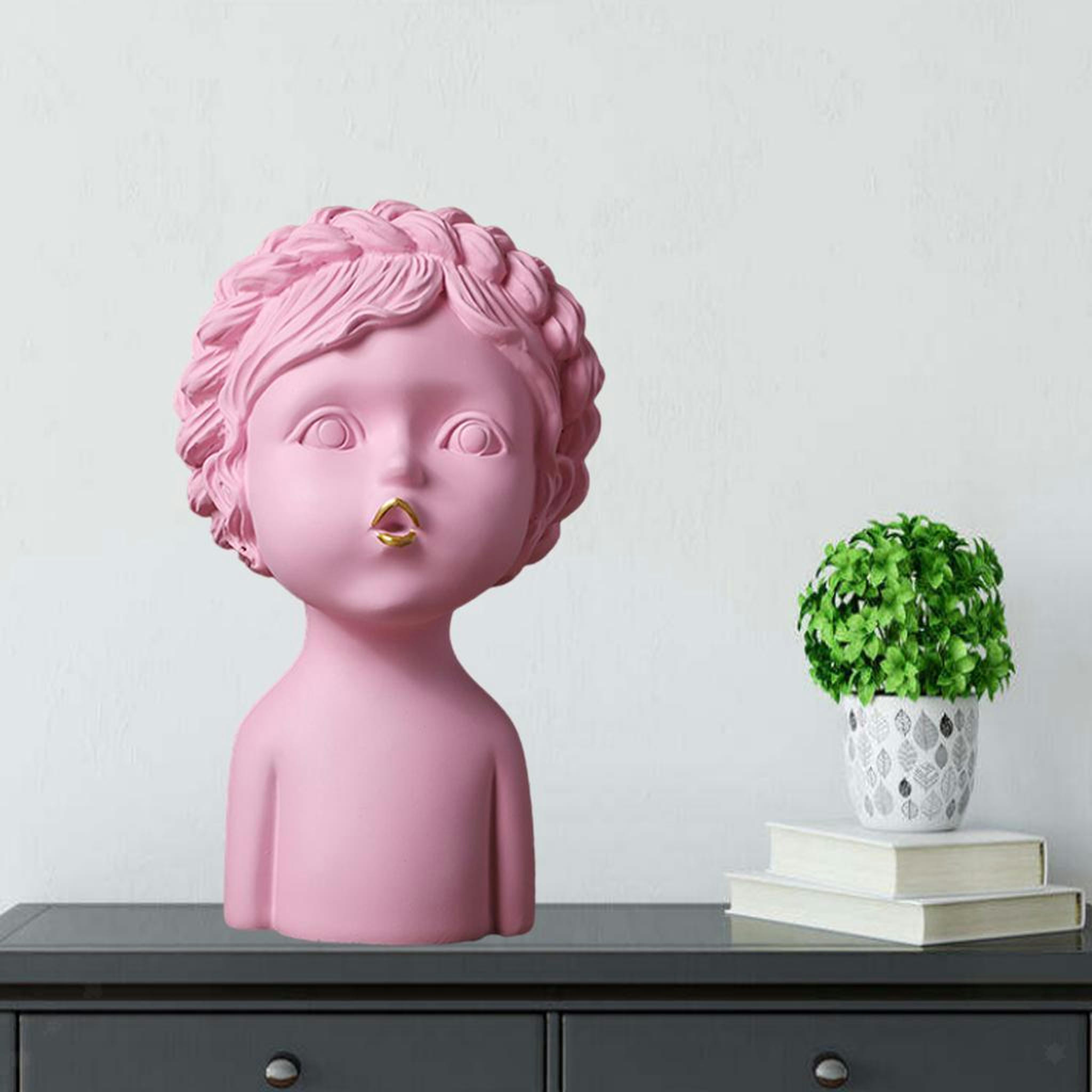 TUMALL European Girl Resin Statues Kissing Home Desktop Figurines-Pink ...