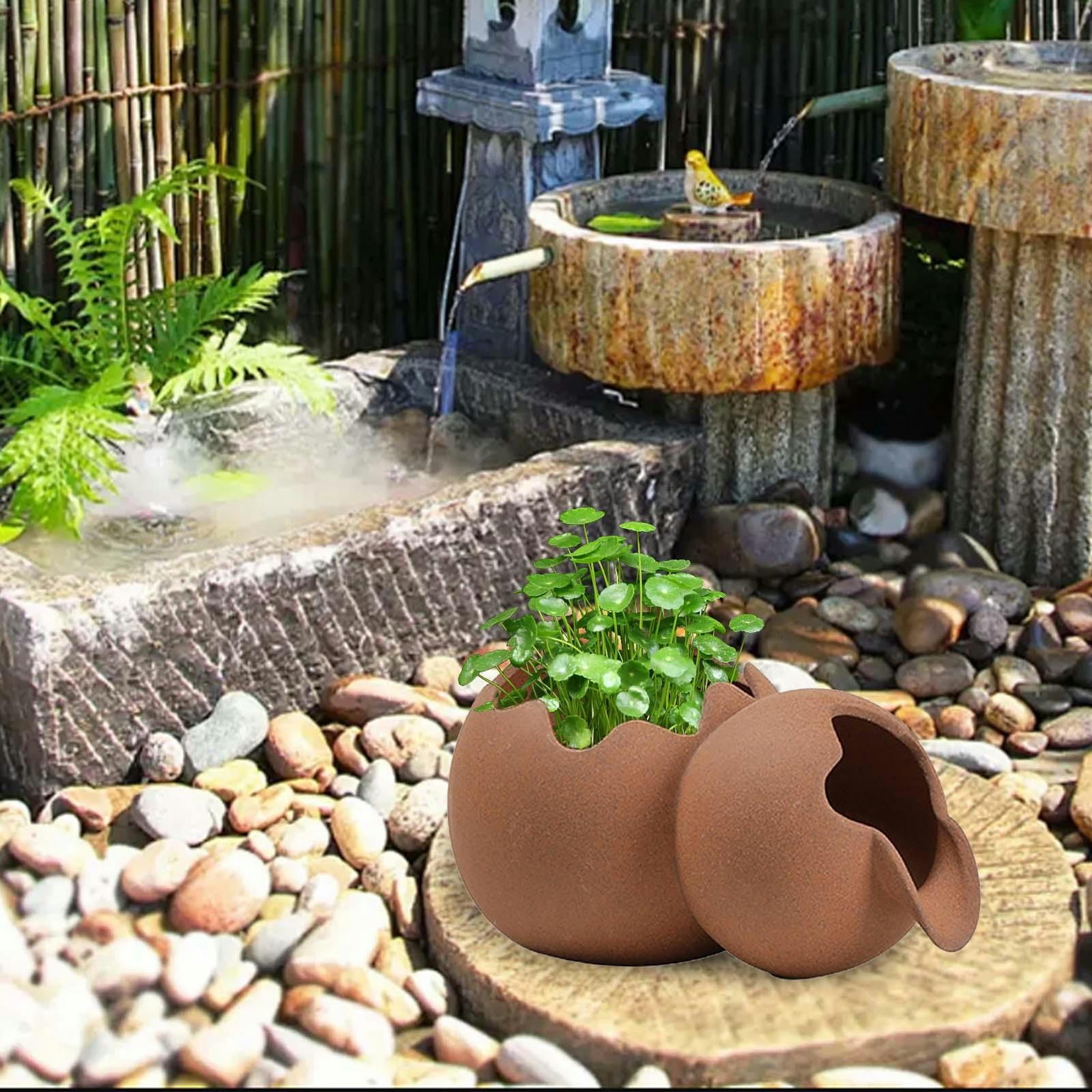 TUMALL Garden Ceramic Water Fountain Jar Pot for Fish Tank Aquarium ...